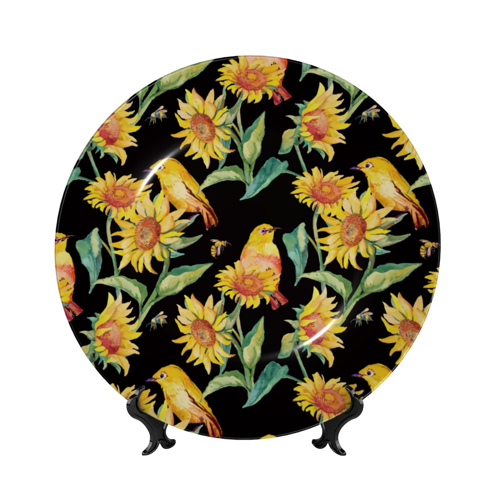 Salouo Sunflowers And Bird Pattern Bone China Decorative Plate,Holiday ...