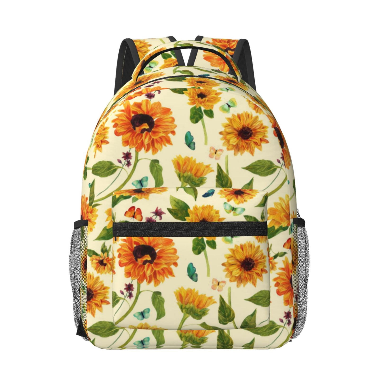 Salouo Sunflowers And Butterflies Print Laptop Backpack 16.5'' Daypack ...