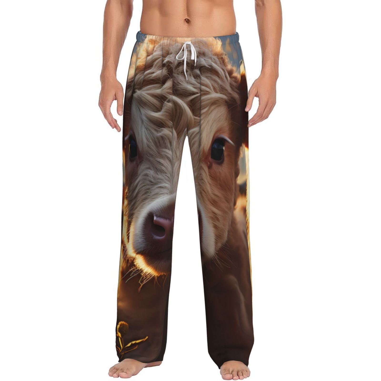 Salouo Sunset Sunflower Small Cow Print Pajama Pants for Men, Lounge ...