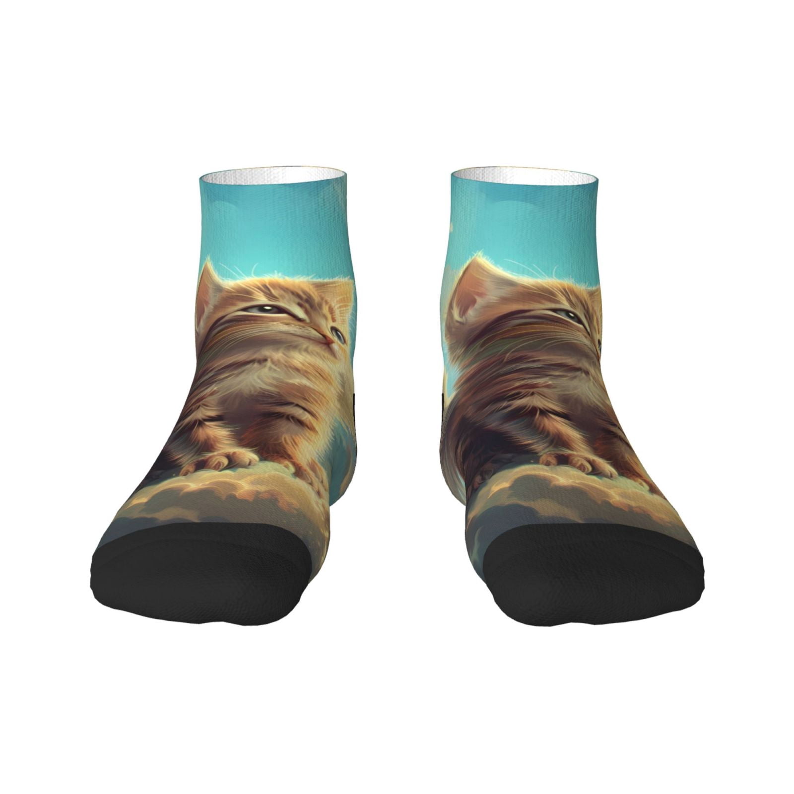 Salouo Sunshine Cloud Cute Cat Pattern Unisex Middle Tube Socks,Middle ...