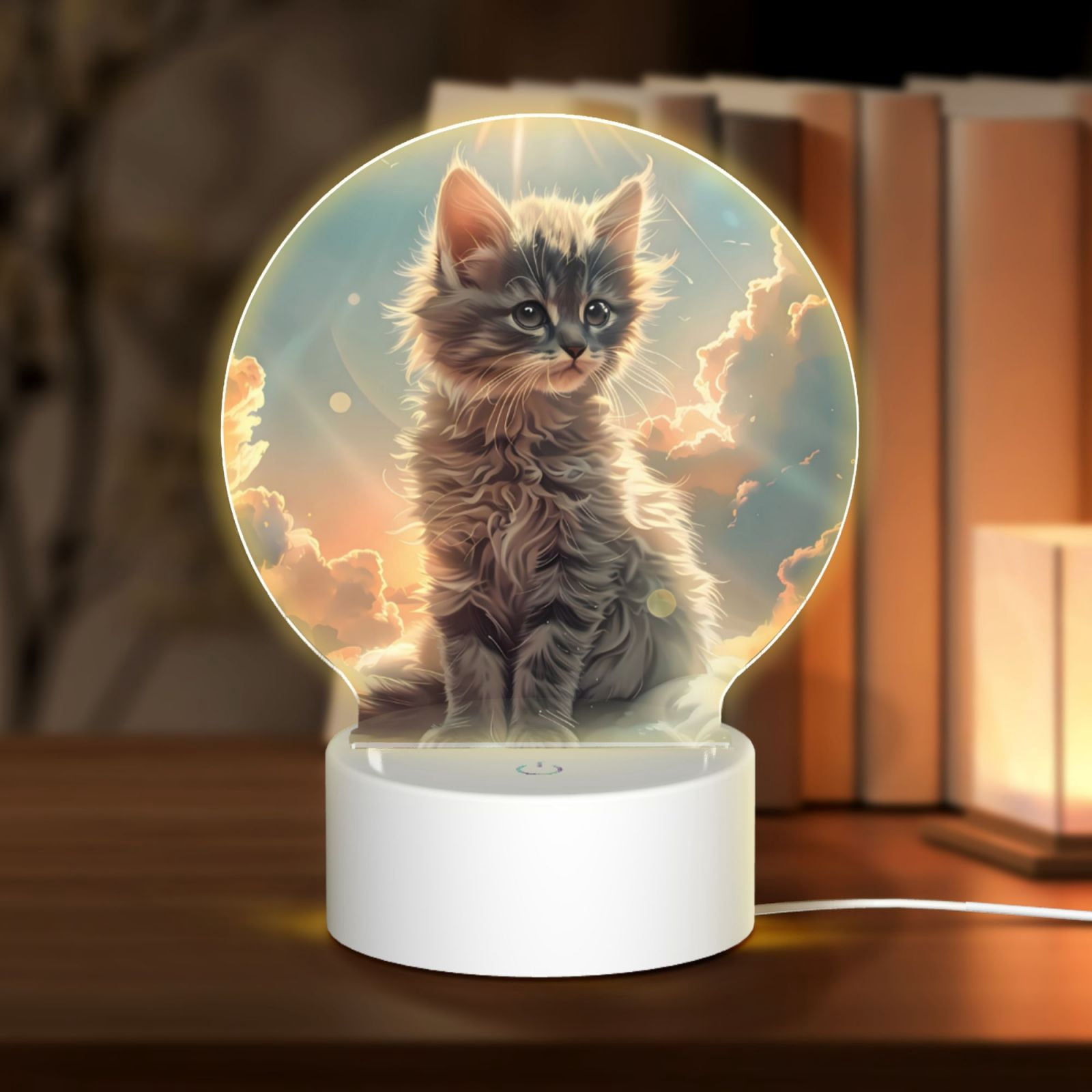 Salouo Sunshine Cloud Kitten for Round Acrylic Night Light - Acrylic ...