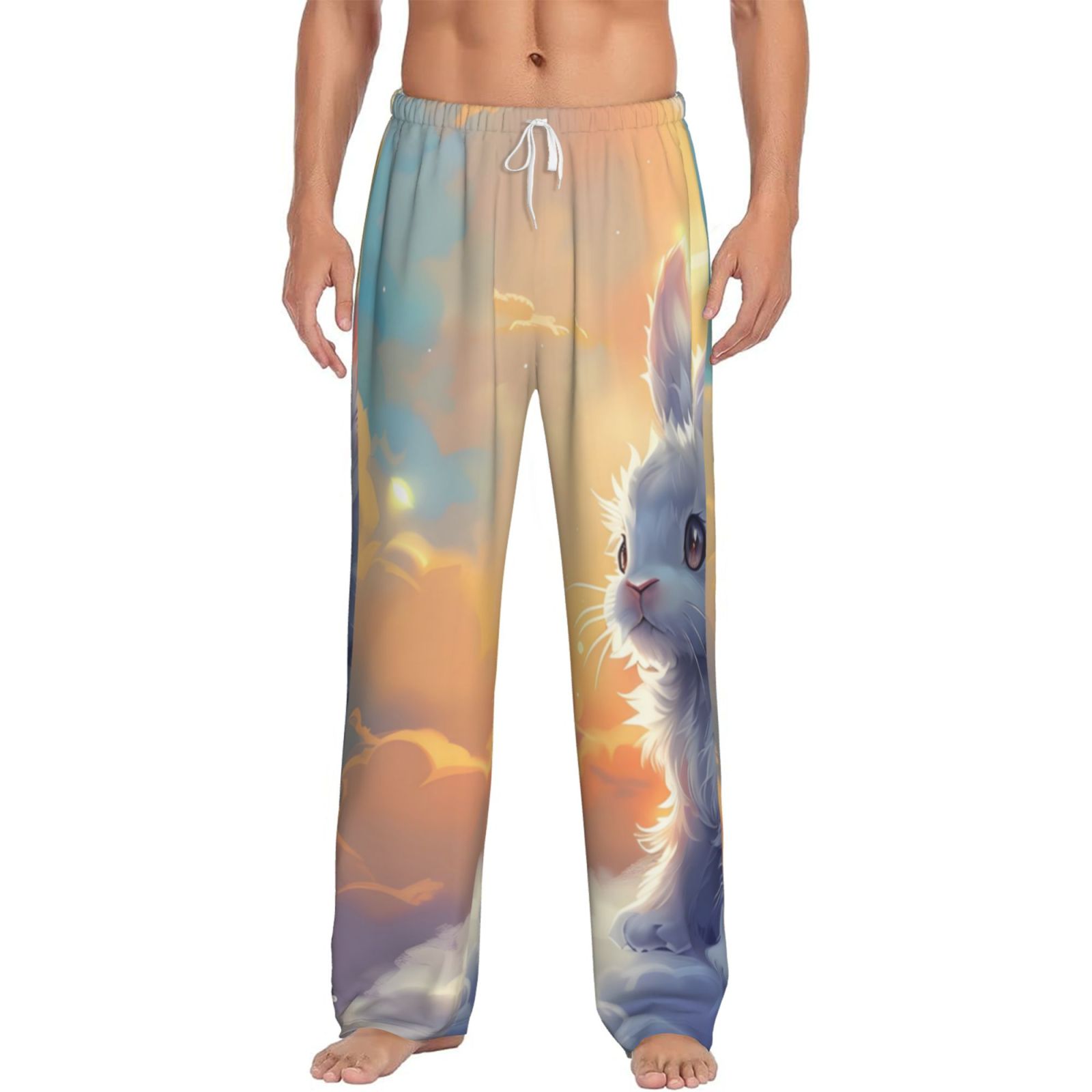 Salouo Sunshine Colorful Cloud Rabbit Print Pajama Pants for Men ...
