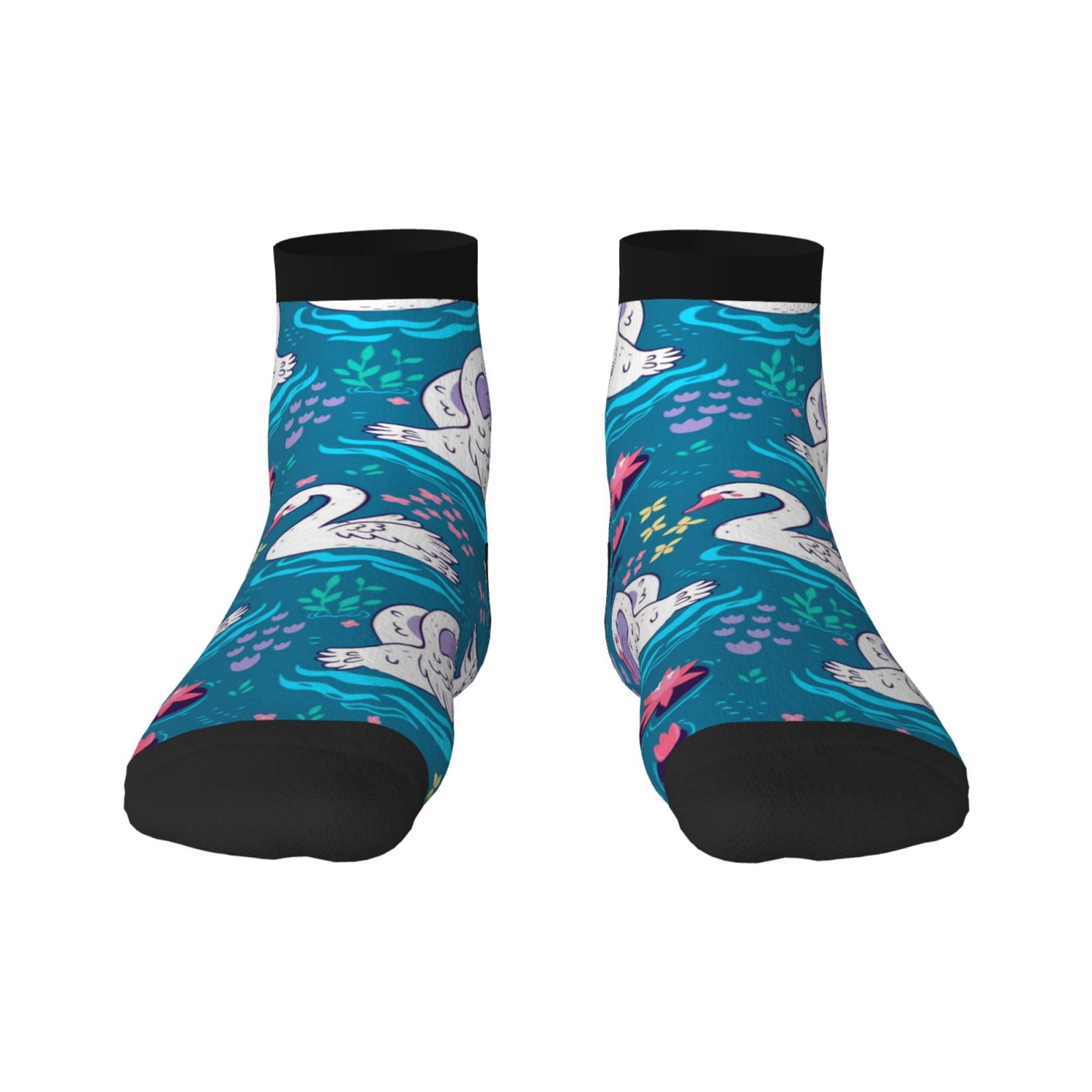 Salouo Swan On The Pond Pattern Unisex Middle Tube Socks,Middle-Finger ...