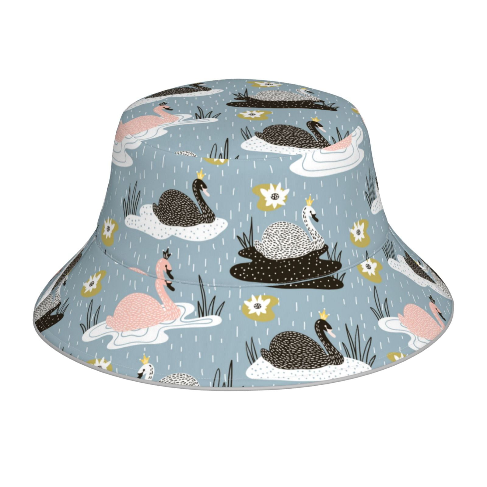 Salouo Swan Princess On Lake Print Unisex Bucket Hat, Outdoor Summer ...