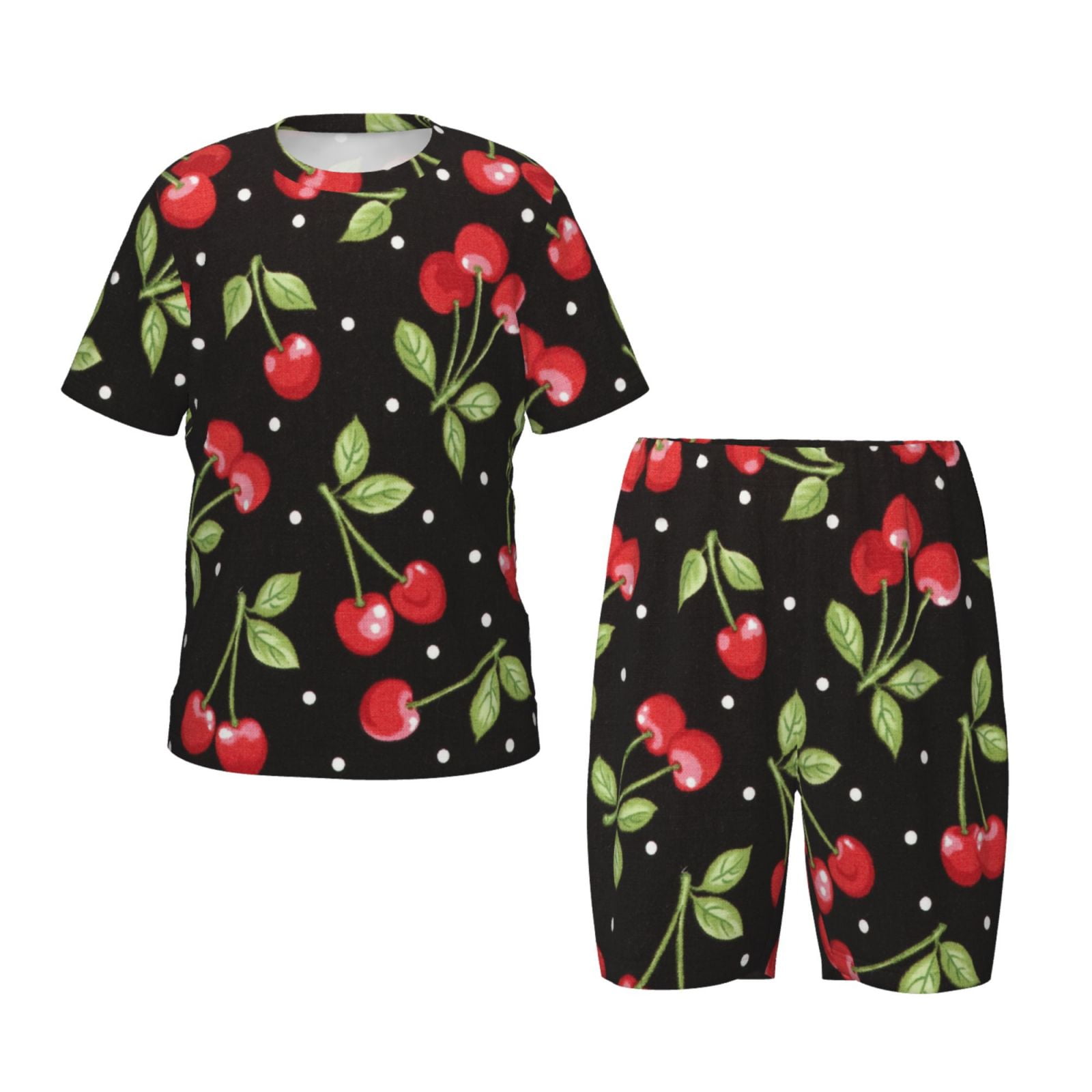 Salouo Sweet Red Cherry Pattern Short-Sleeved Pajamas Set for Children ...