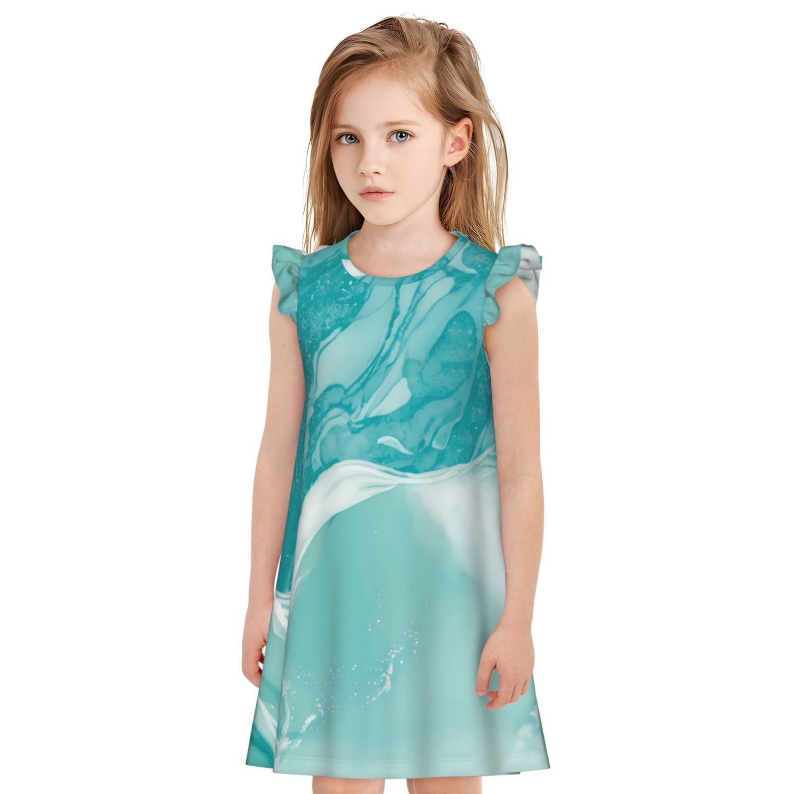 Salouo Teal Turquoise 1 Print Nightgowns for Girls,Cute kid’s Pajamas ...