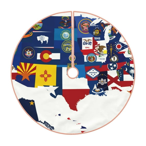 Salouo The Map Of United States Christmas Tree Skirt 48" Farmhouse ...