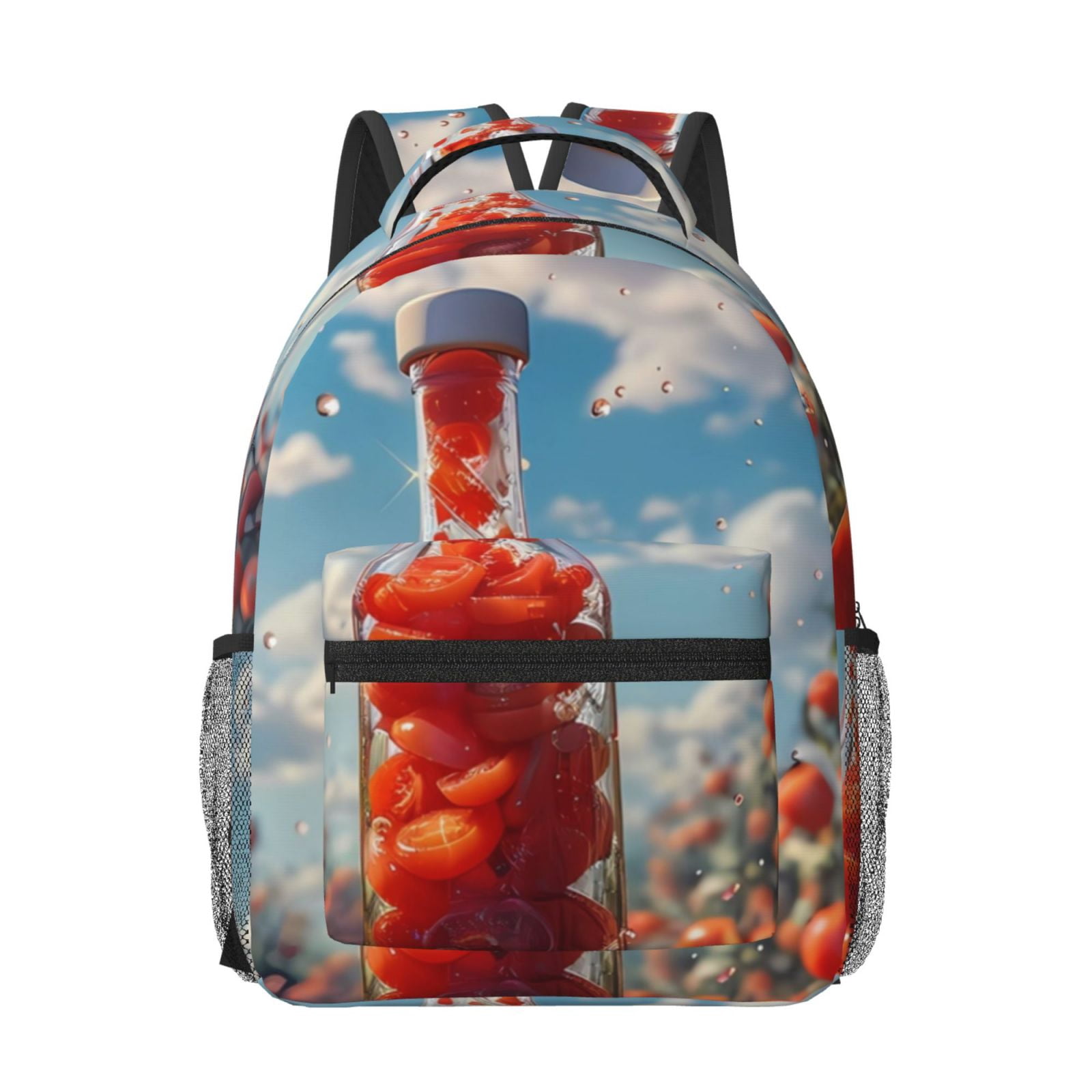 Salouo Tomato Field Bottle Print Laptop Backpack 16.5'' Daypack Carry ...