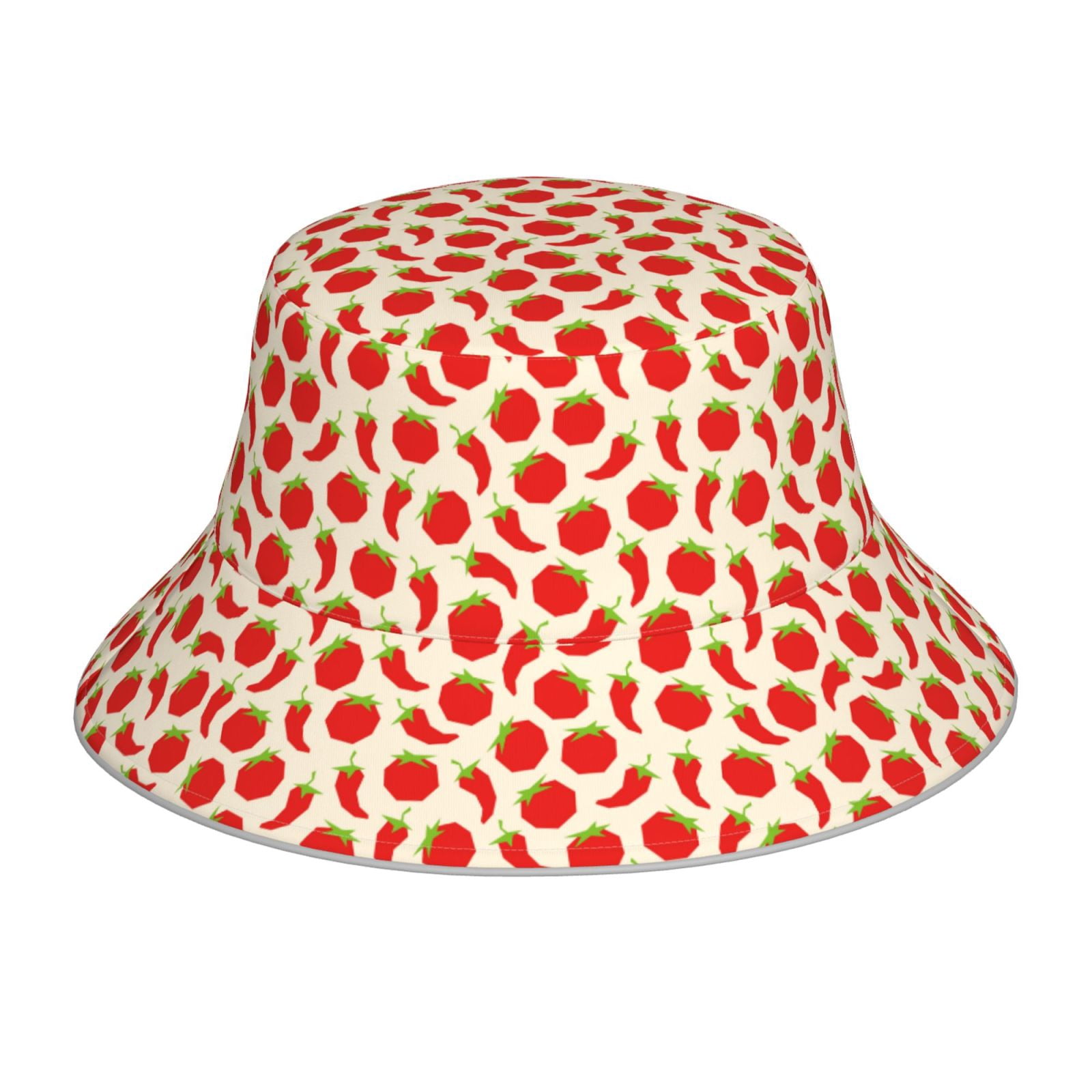 Salouo Tomatoes And Chili Print Unisex Bucket Hat, Outdoor Summer Beach ...