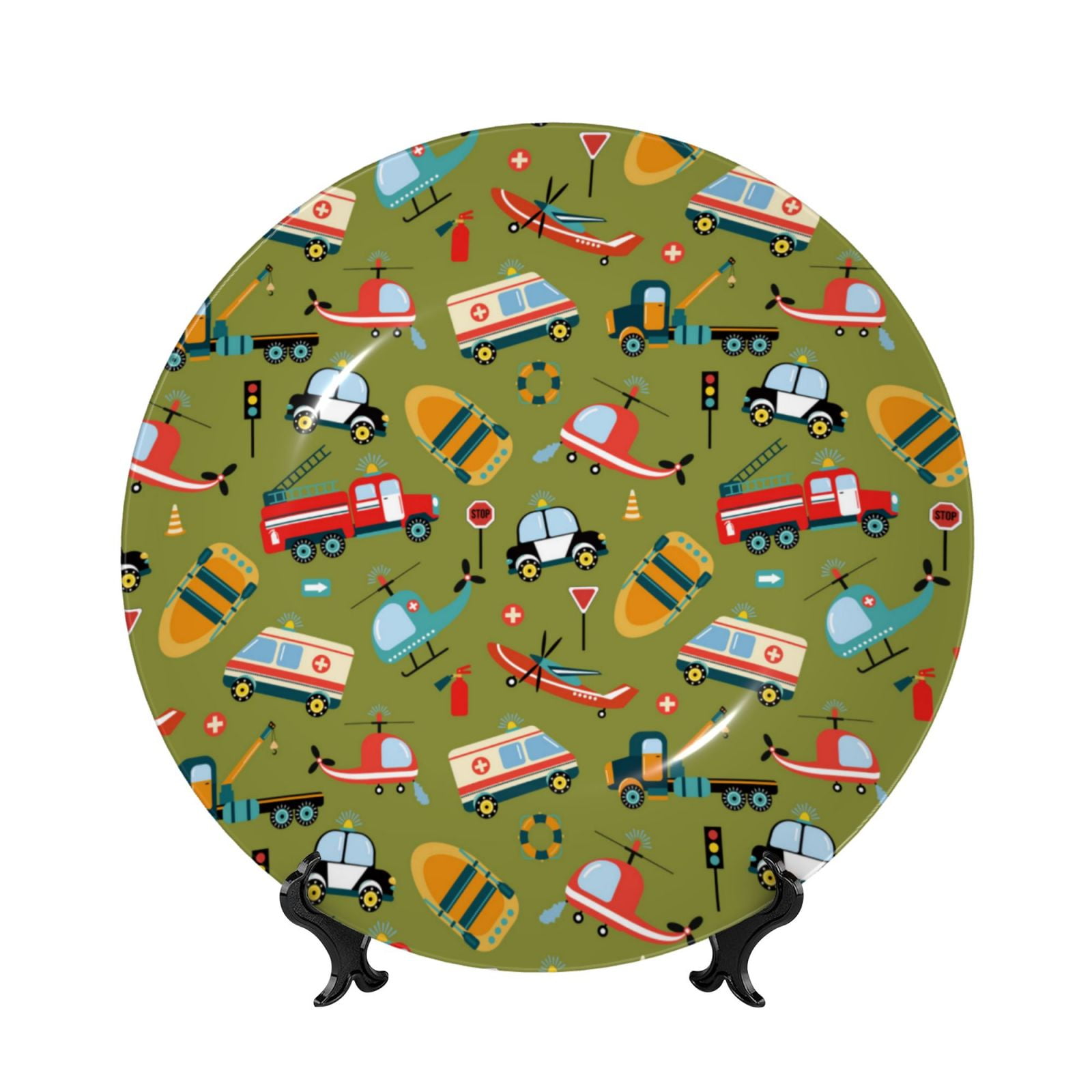 Salouo Transportation Prints Pattern Bone China Decorative Plate ...