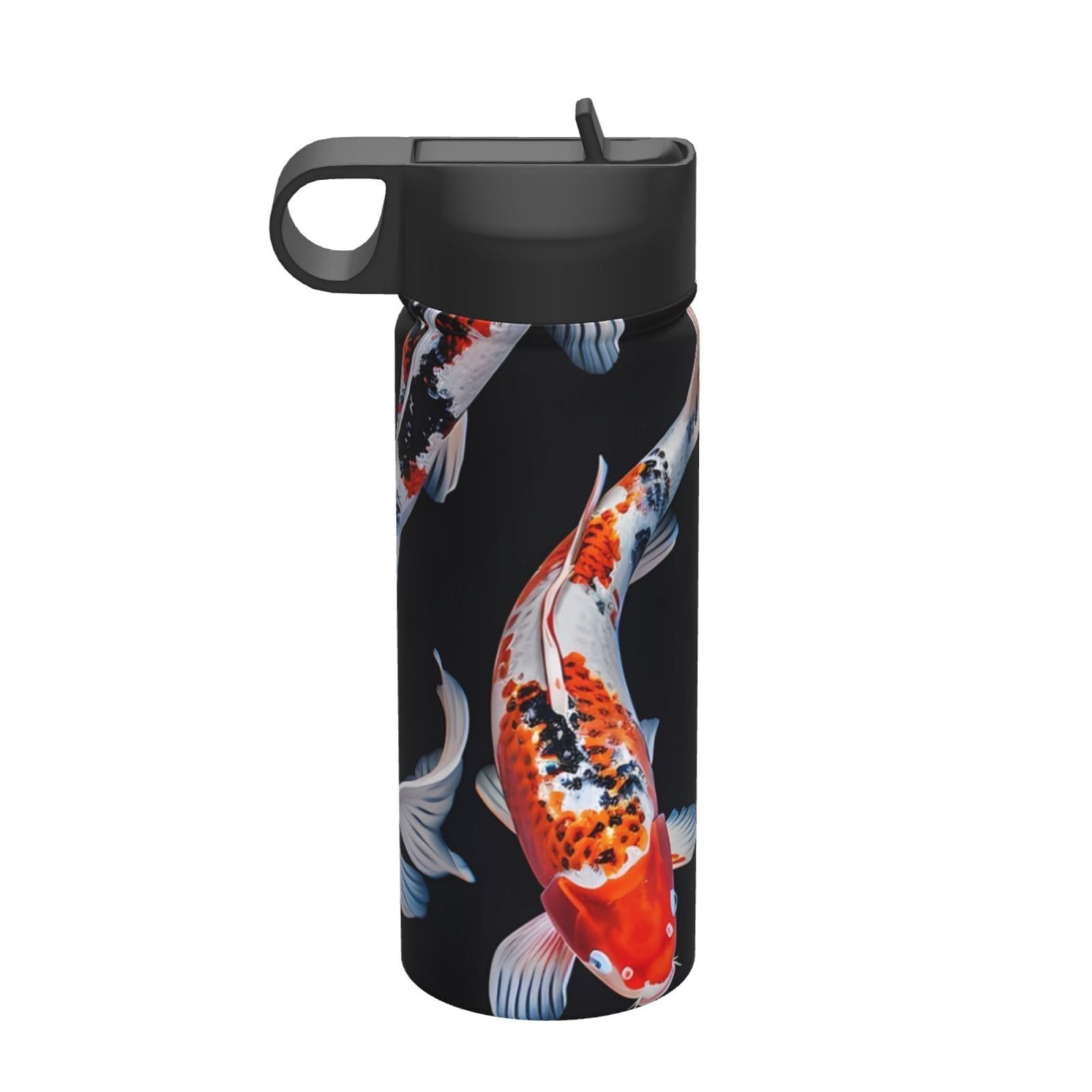 Salouo Tricolor Koi Fish Trio Pattern 18 oz Water Bottle With Straw ...