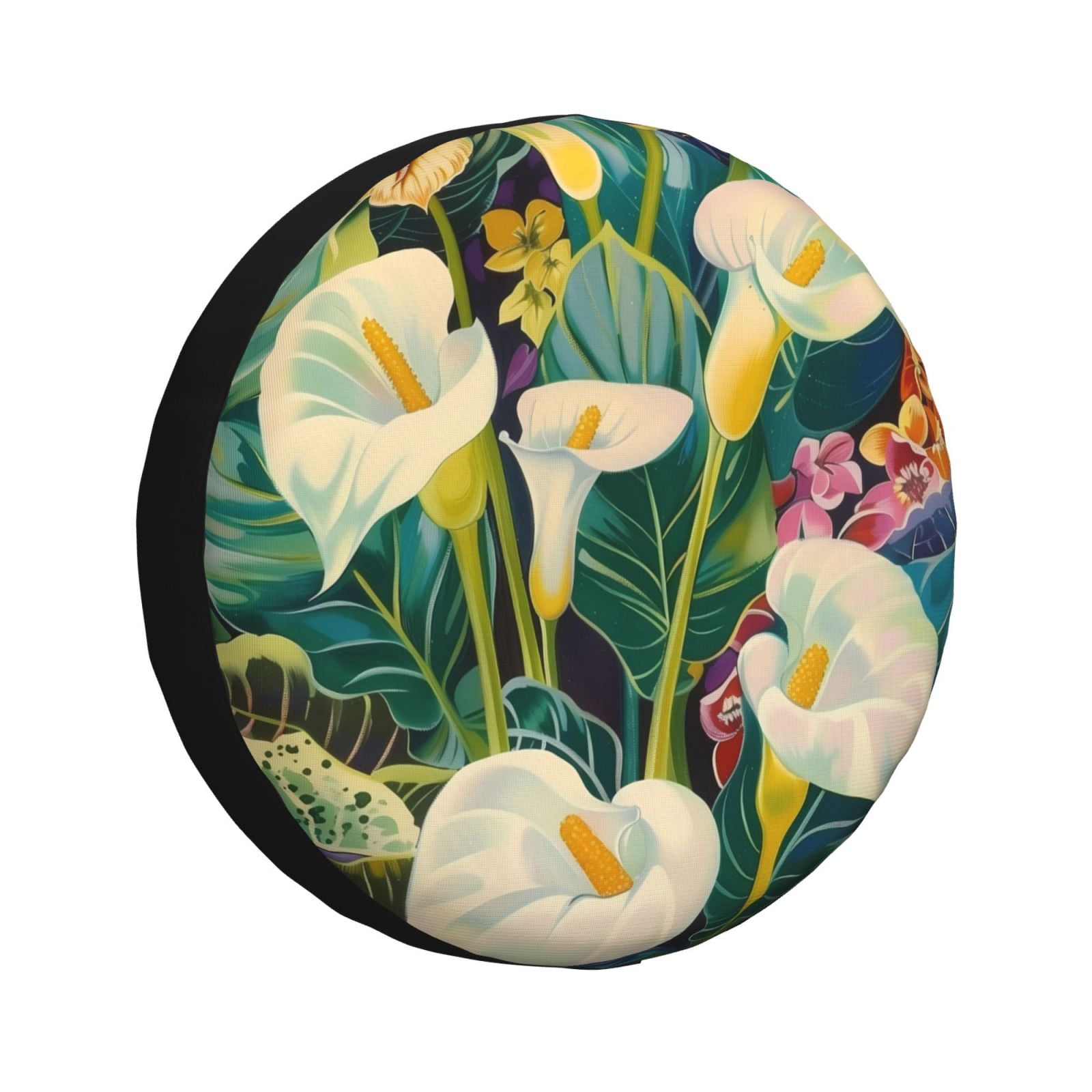Salouo Tropical Floral Jungle Print Spare Tire Cover 14-17 inch Spare ...