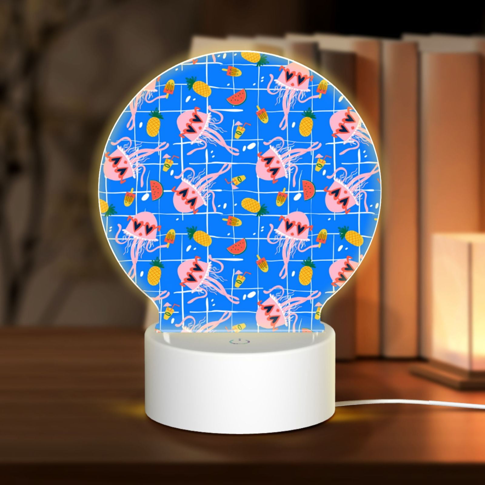 Salouo Tropical Jellyfishes for Round Acrylic Night Light - Acrylic ...