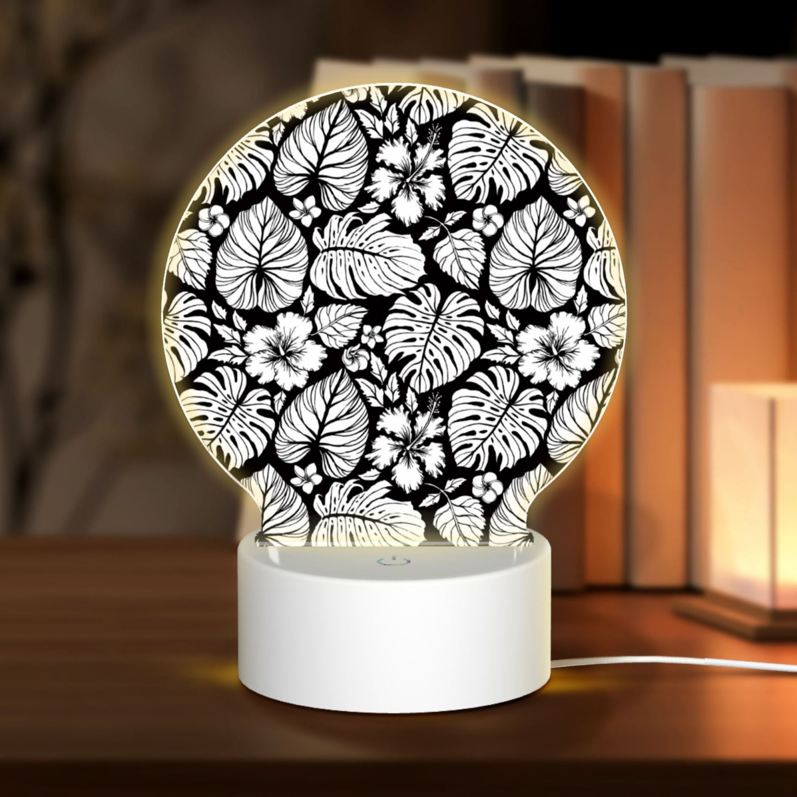 Salouo Tropical Leaves for Round Acrylic Night Light - Acrylic Sheets ...