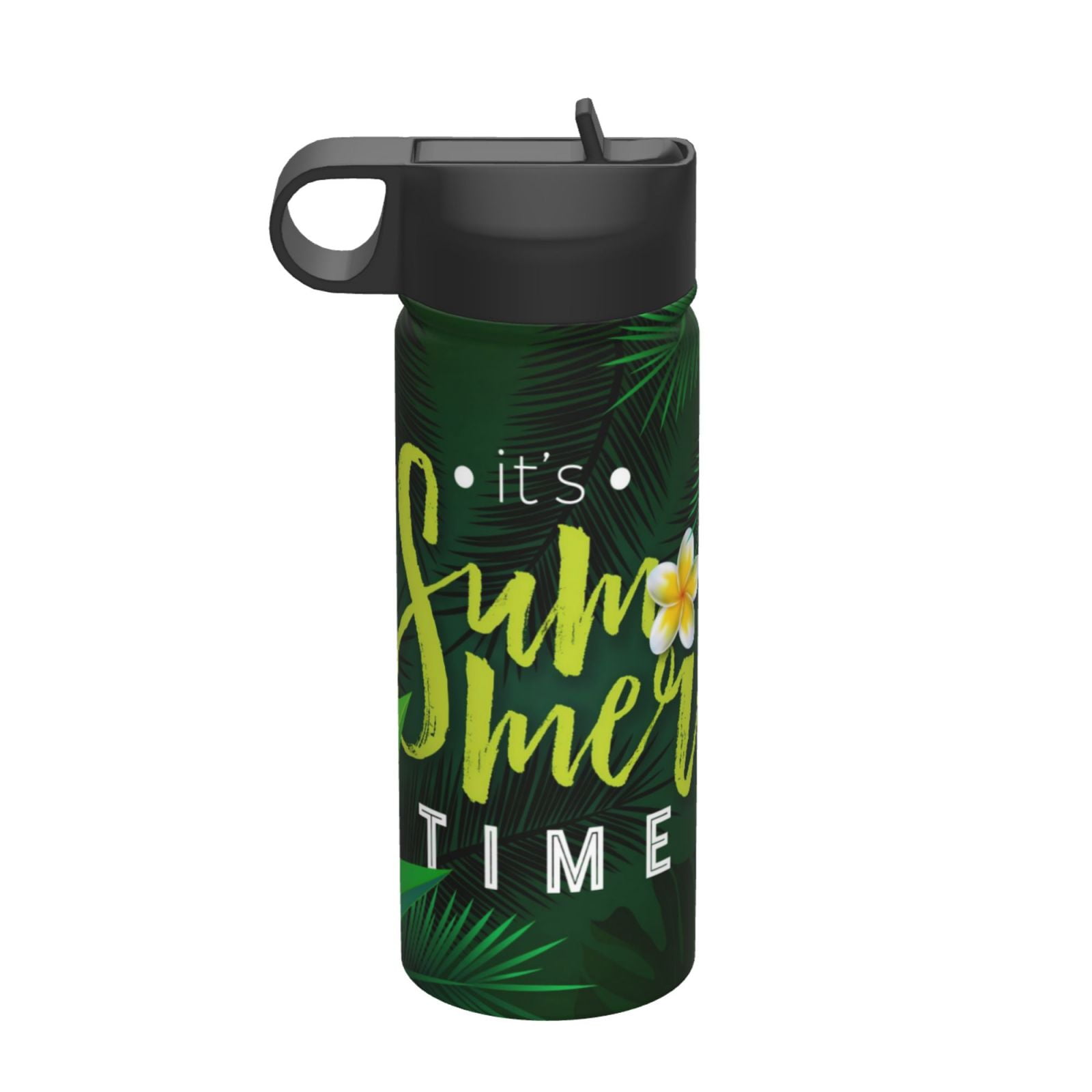 Salouo Tropical Summer Vibes Pattern 18 oz Water Bottle With Straw ...