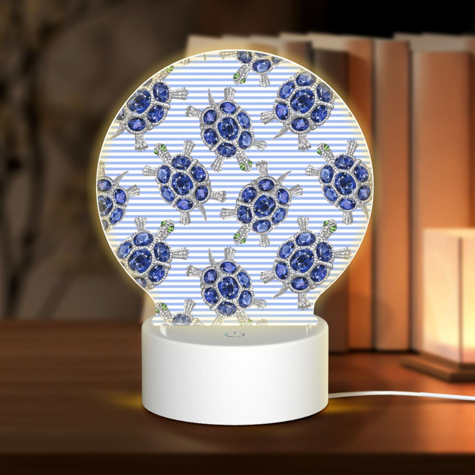 Salouo Turtle with Blue Stones for Round Acrylic Night Light - Acrylic Sheets with LED Light ...