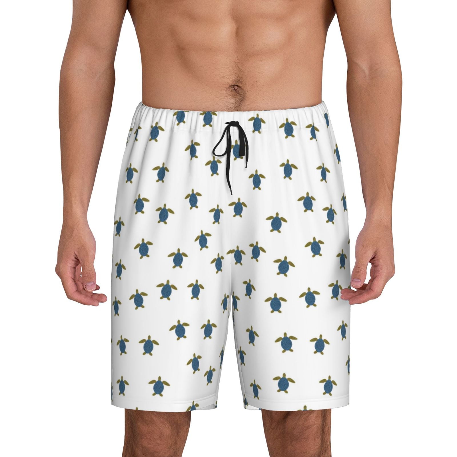 Salouo Turtle Pattern Men's Sleep Pajama Shorts,Pajama Bottoms Elastic ...