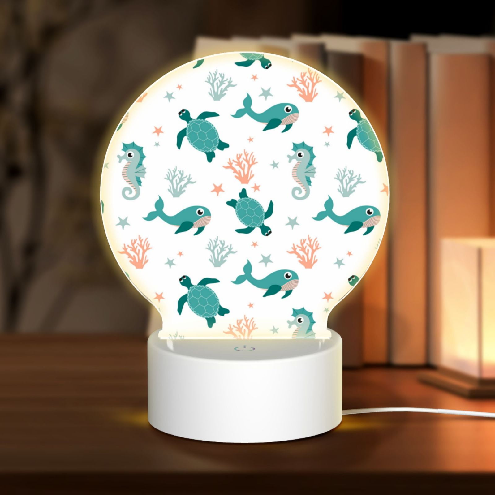 Salouo Turtles And Seahorses for Round Acrylic Night Light - Acrylic ...
