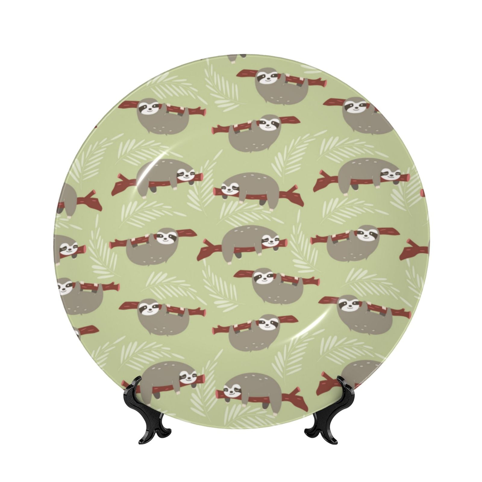 Salouo Twig Sloth Pattern Bone China Decorative Plate,Holiday Decor ...