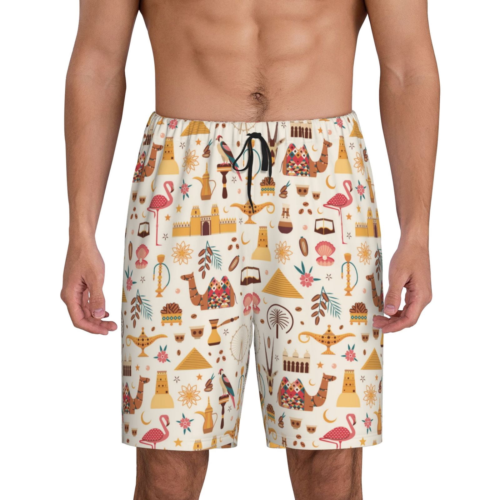 Salouo UAE Travel1 Pattern Men's Sleep Pajama Shorts,Pajama Bottoms ...