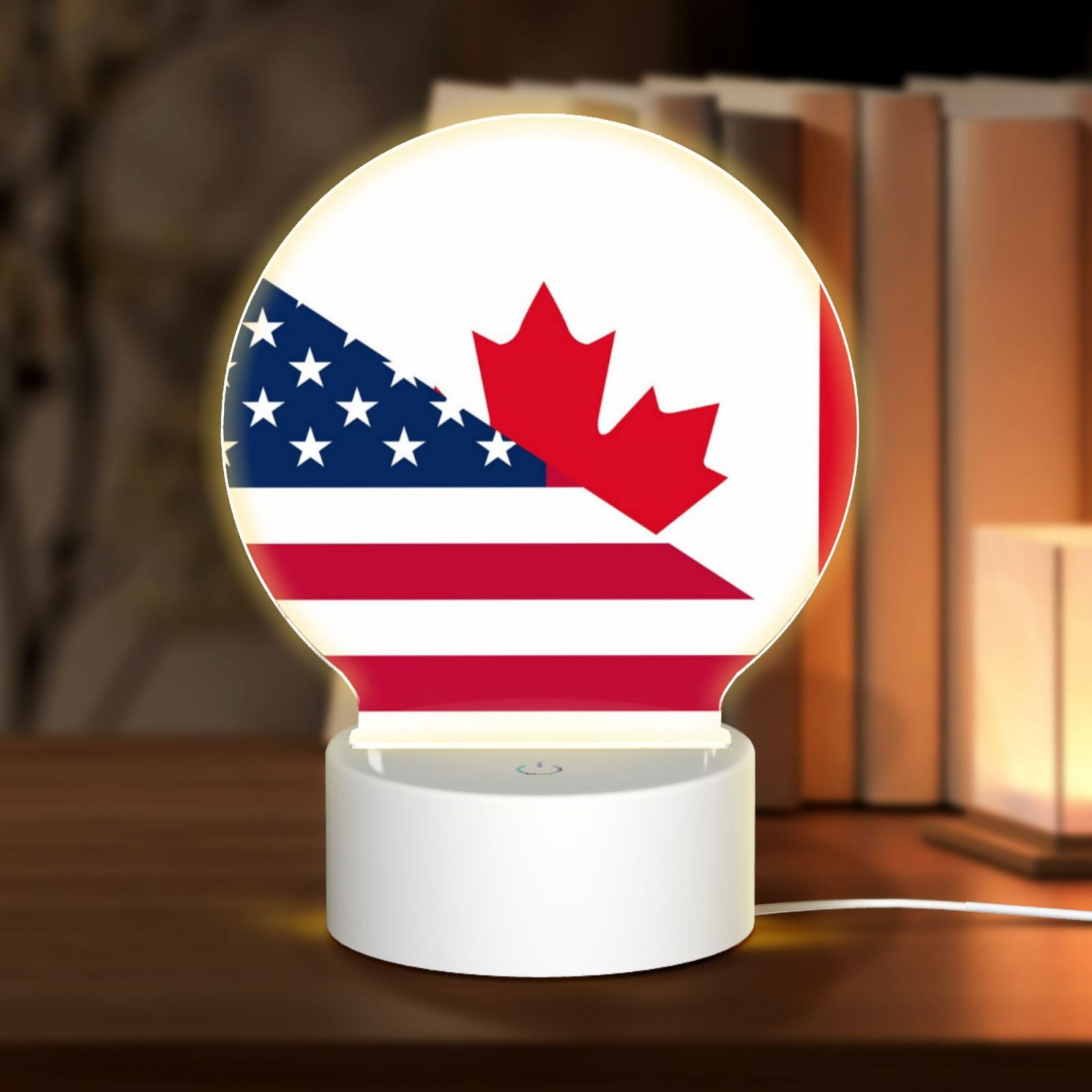 Salouo USA Canada Flag for Round Acrylic Night Light - Acrylic Sheets ...
