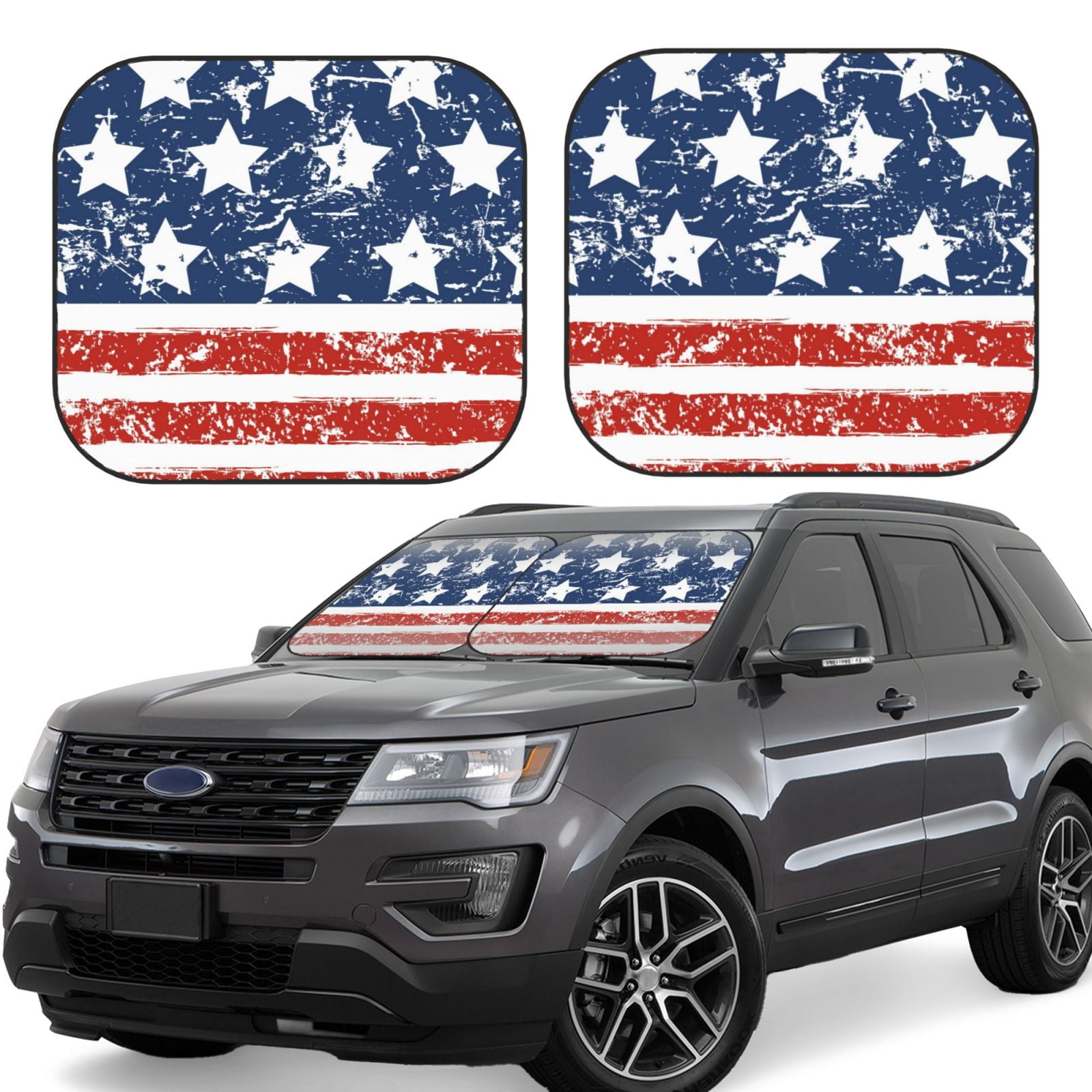Salouo USA Colors Stripes1 Pattern Car Windshield Sun Shade Foldable ...