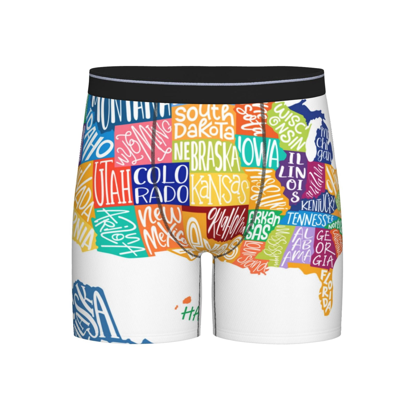 Salouo USA MAP Pattern Men's Boxer Briefs, Soft & Breathable Underwear ...