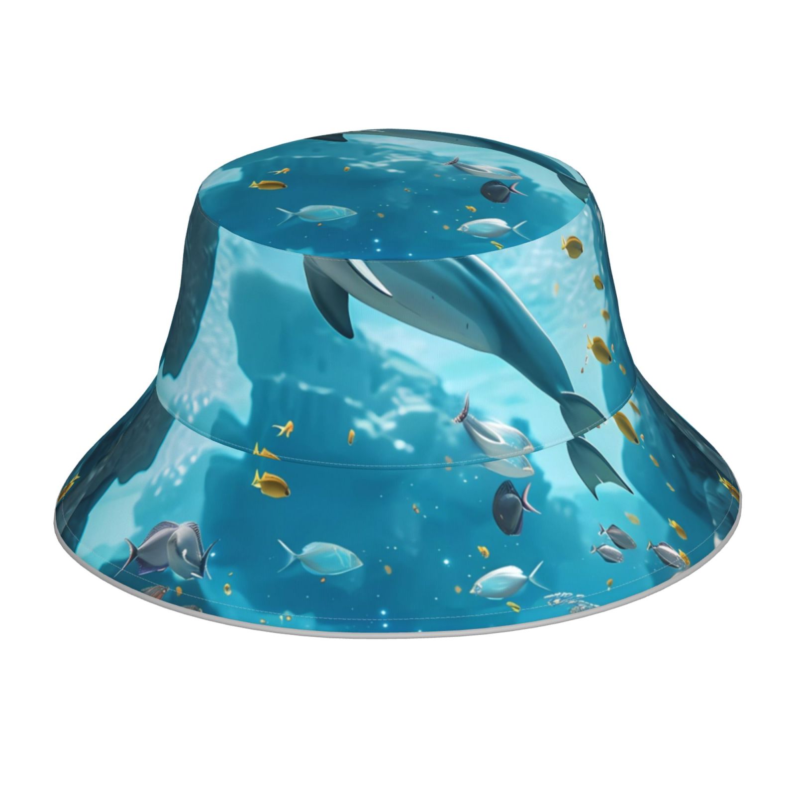 Salouo Underwater Dolphin Scene Print Unisex Bucket Hat, Outdoor Summer ...