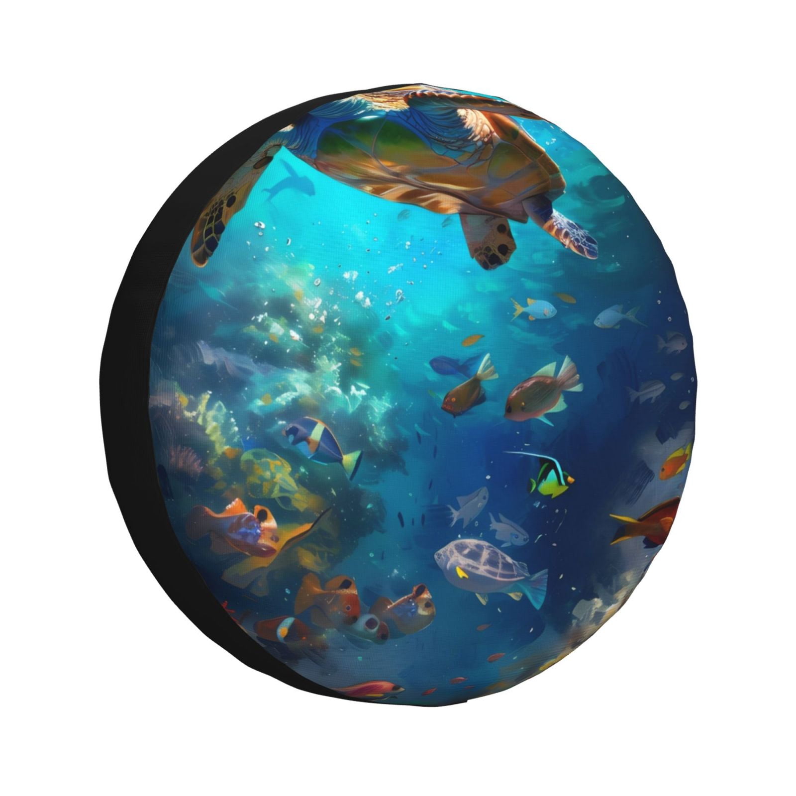 Salouo Underwater Fish Turtle Print Spare Tire Cover 14-17 inch Spare ...