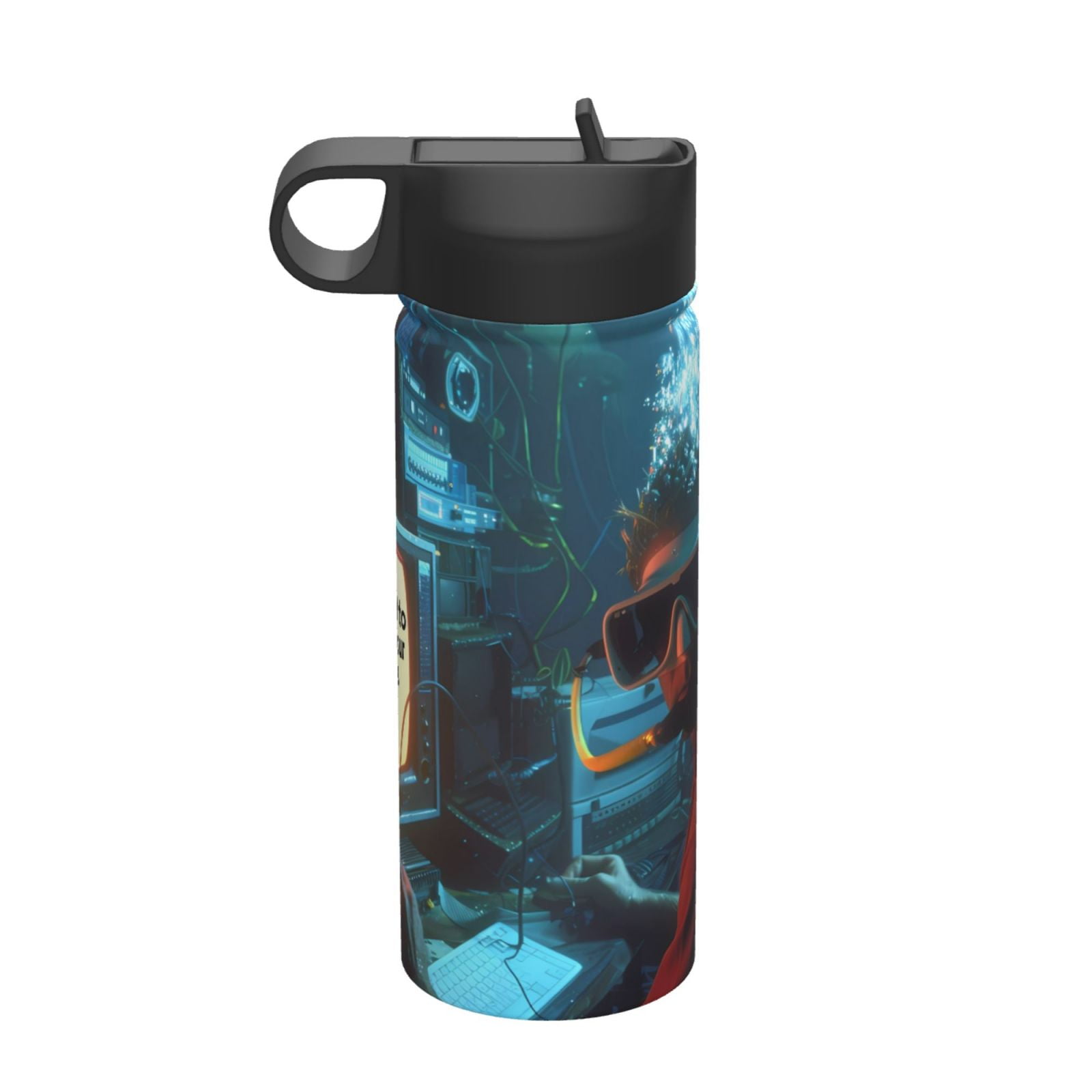 Salouo Underwater Office Diver Pattern 18 oz Water Bottle With Straw ...
