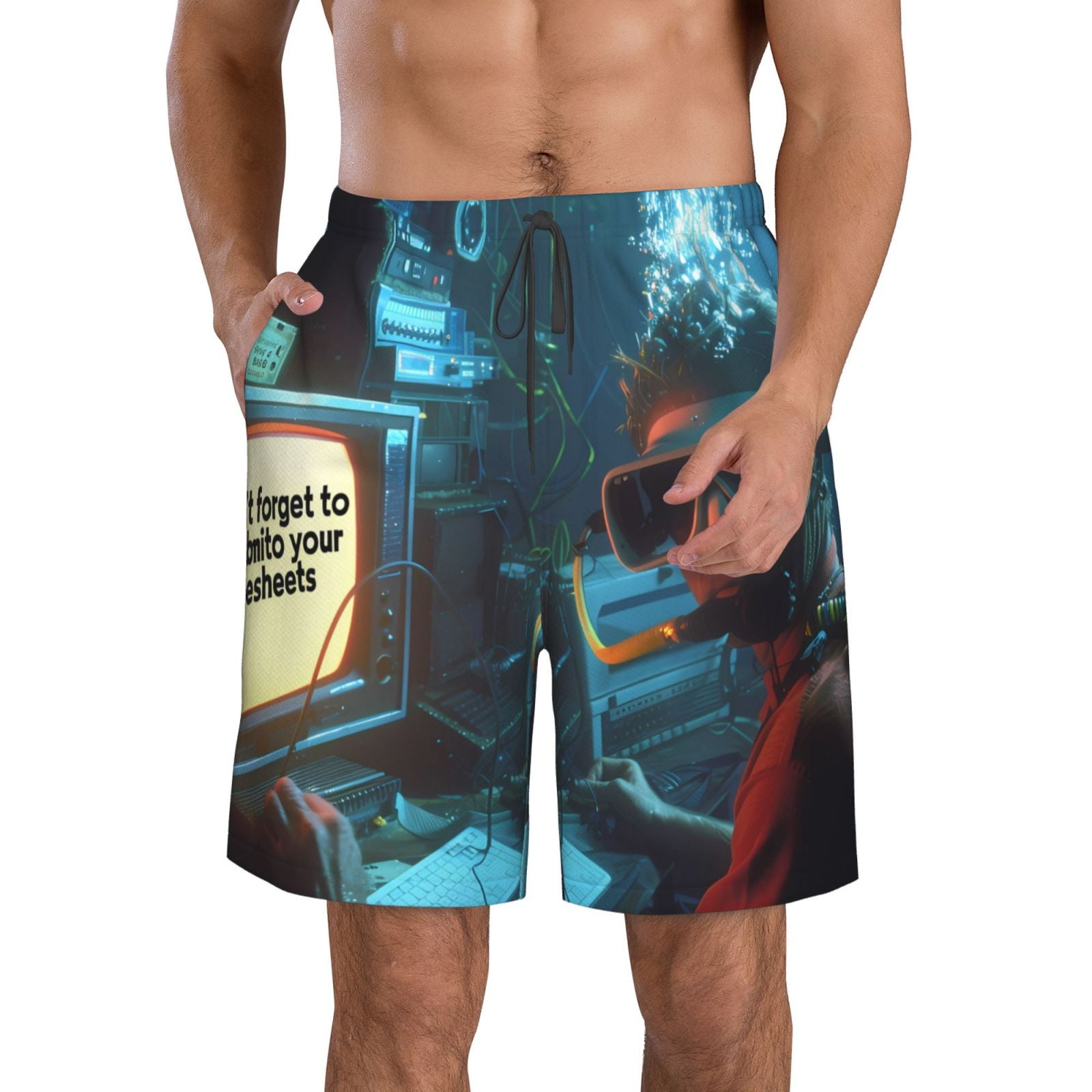 Salouo Underwater Office Diver Pattern Swim Trunks for Men,Men's ...