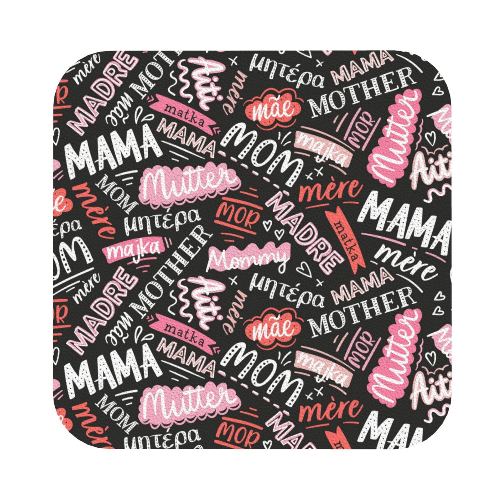Salouo Various Languages Mother Print Round Coaster,Drink Coasters ...