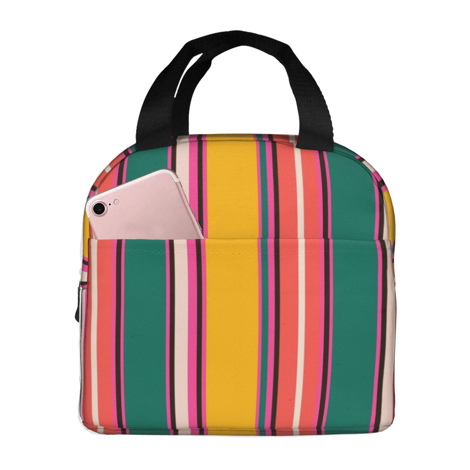 Salouo Vertical Stripes for Unisex Lunch Bag Leakproof Lunch Tote Large ...