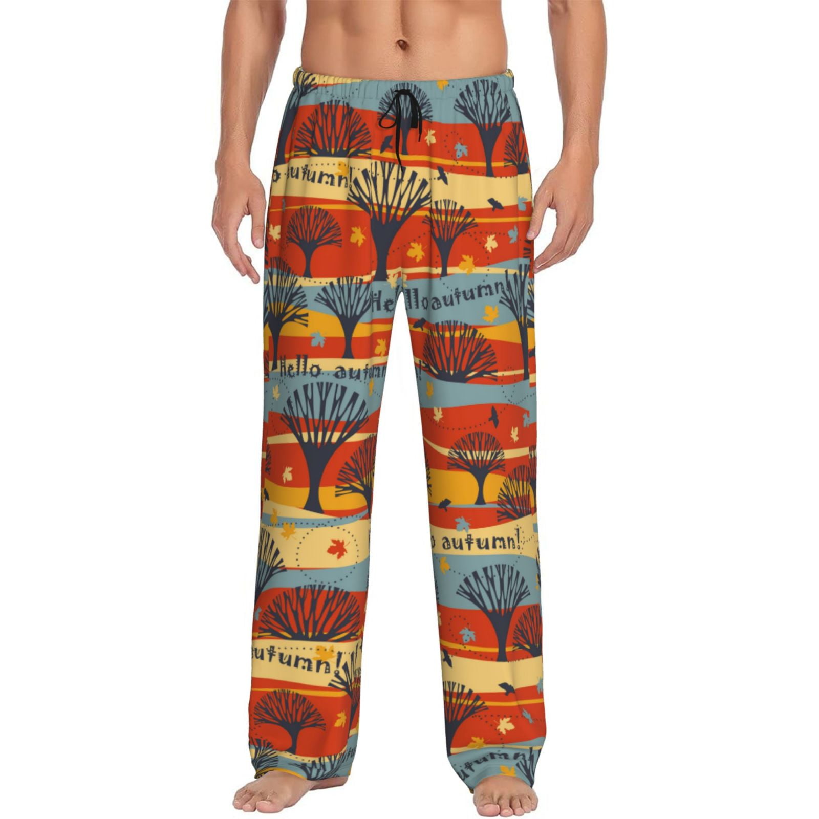Salouo Vibrant Autumn Forest Hues Print Pajama Pants for Men, Lounge ...
