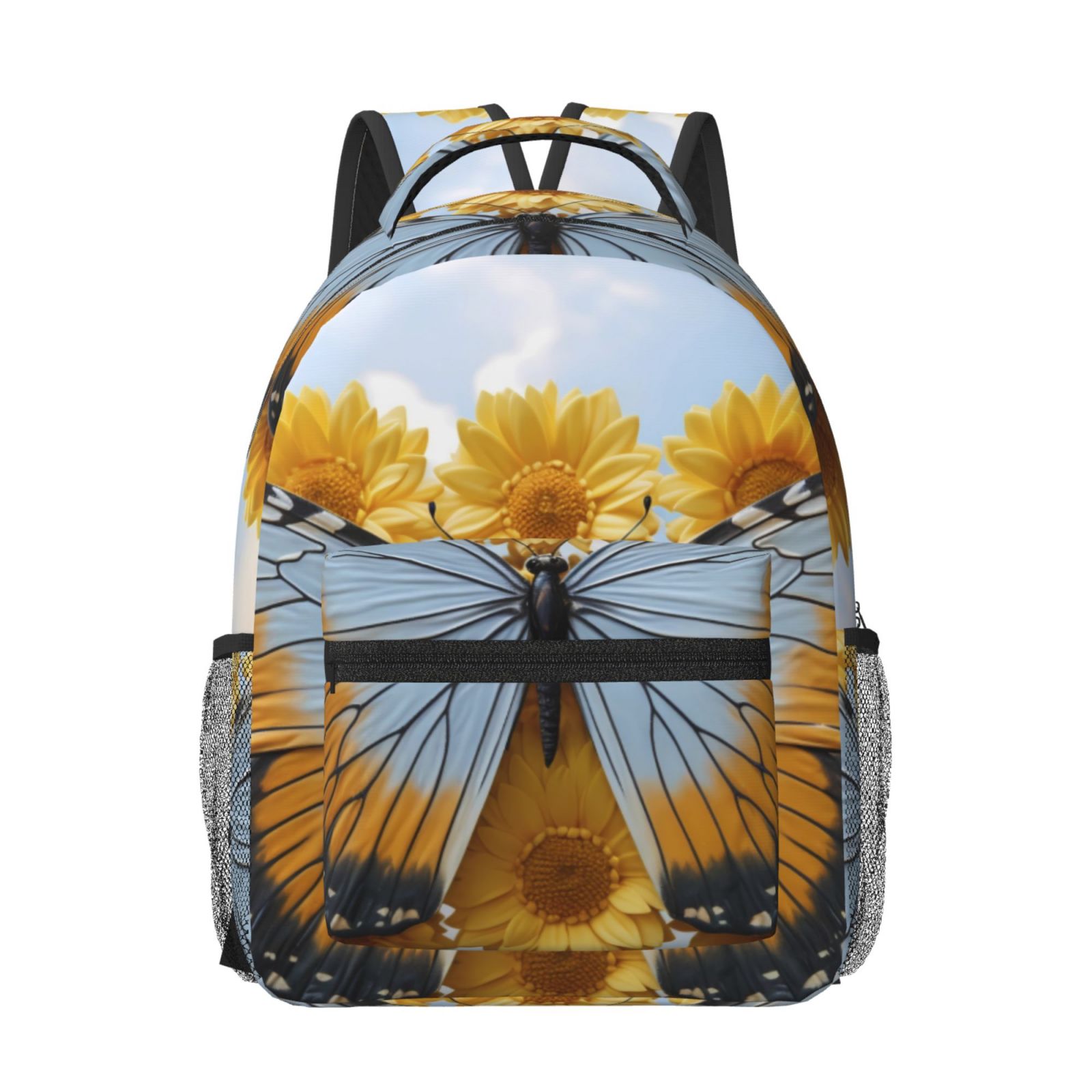 Salouo Vibrant Butterfly And Sunflowers Print Laptop Backpack 16.5 ...