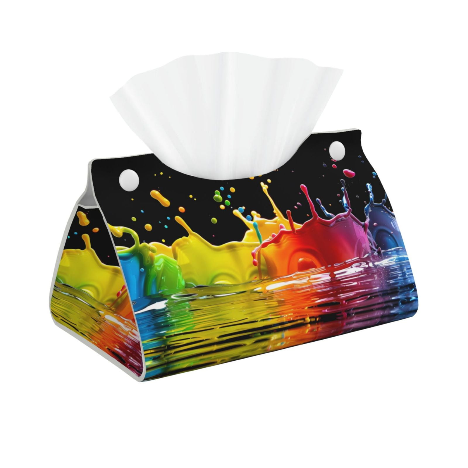 Salouo Vibrant Color Splash Pattern Long Tissue Box Cover Rectangular ...