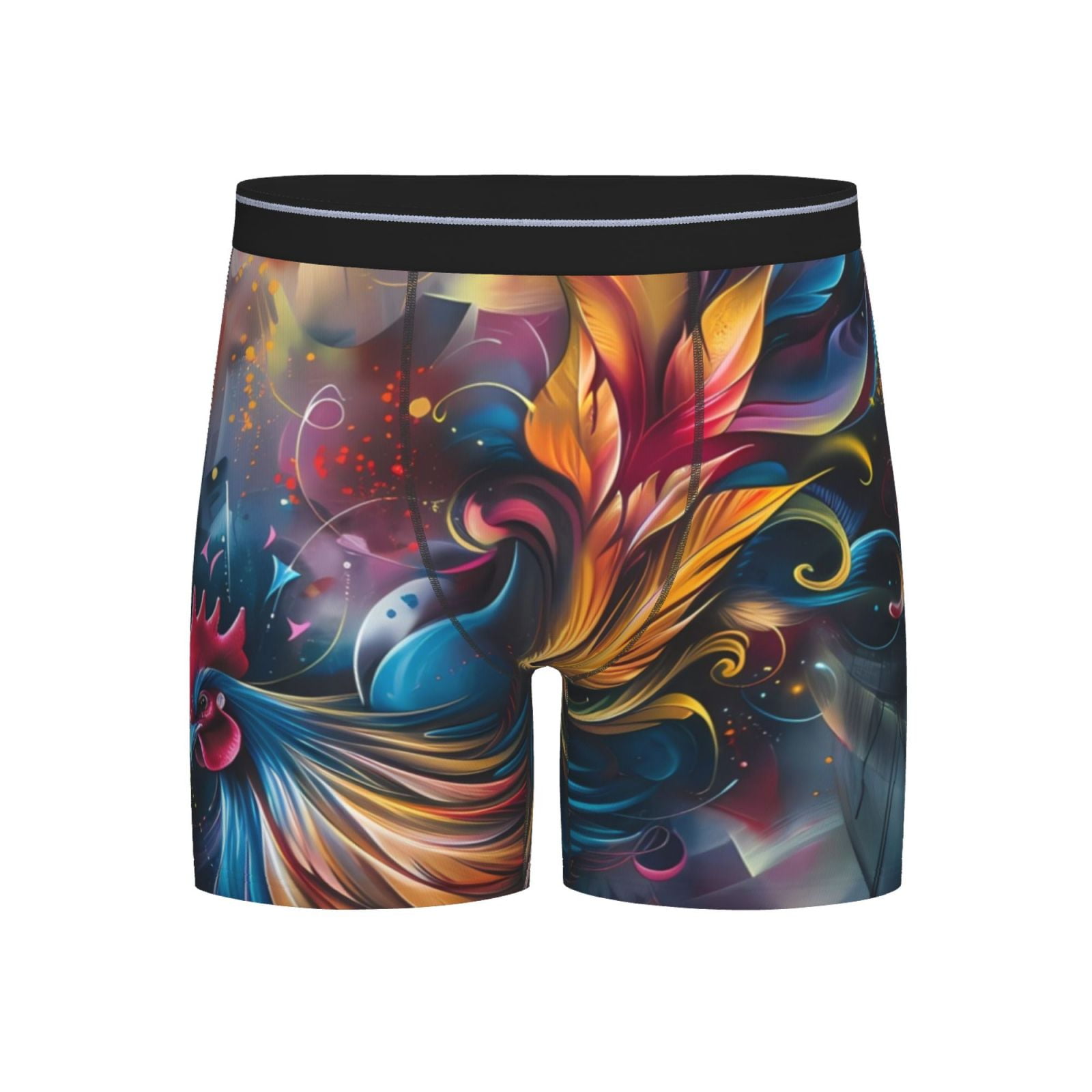 Salouo Vibrant Rooster Painting Pattern Men's Boxer Briefs, Soft ...