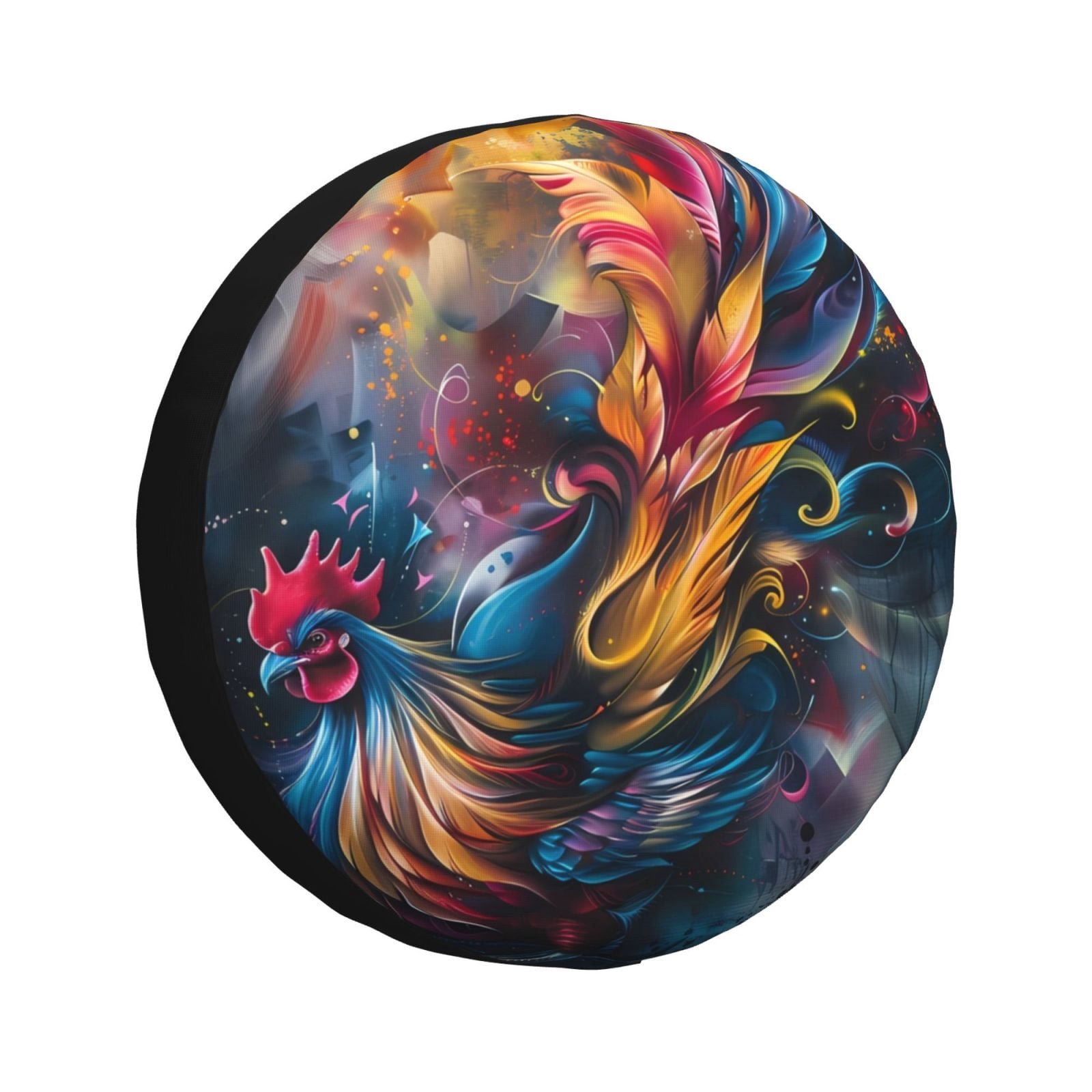 Salouo Vibrant Rooster Painting Print Spare Tire Cover 14-17 inch Spare ...