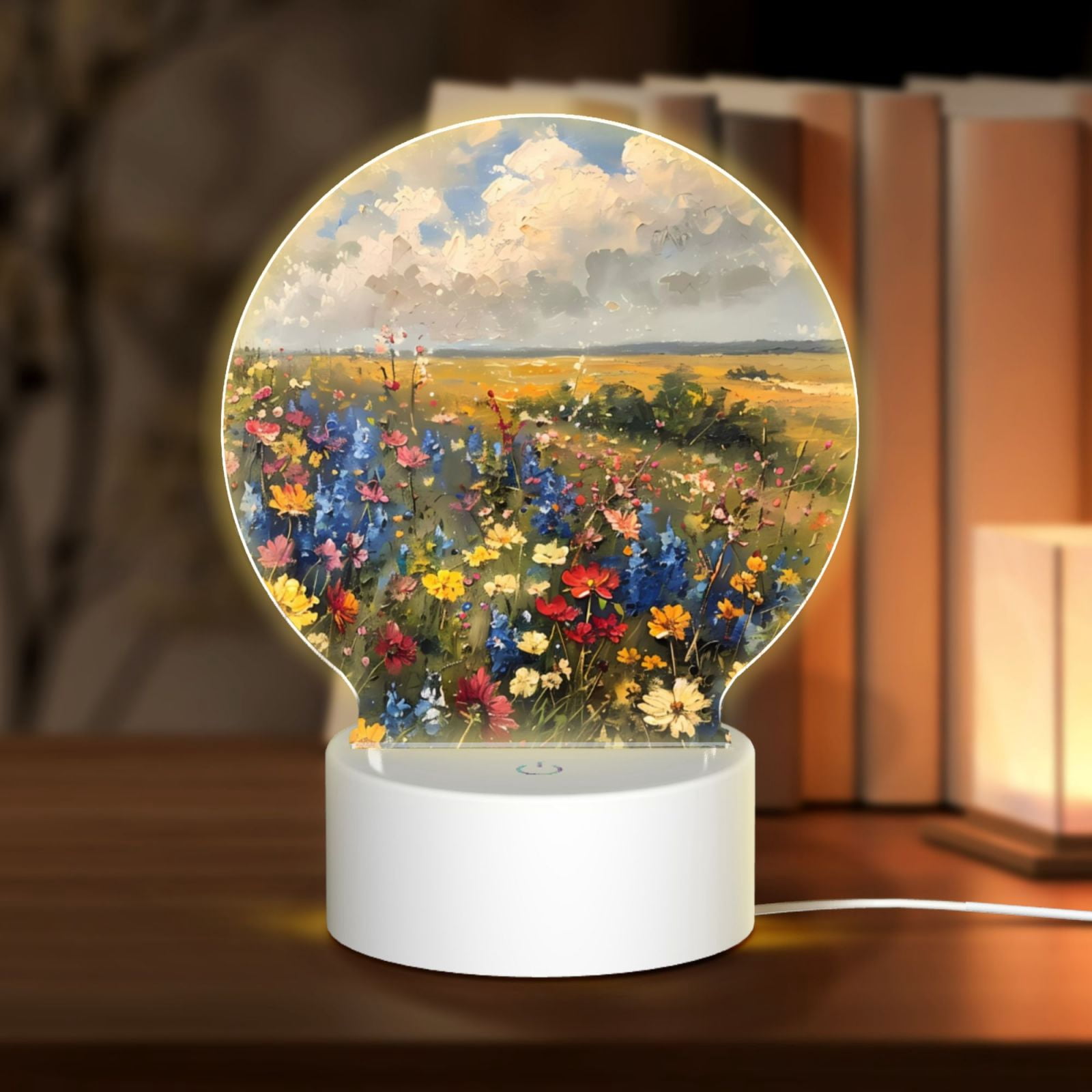 Salouo Vibrant Wildflower Meadow for Round Acrylic Night Light ...