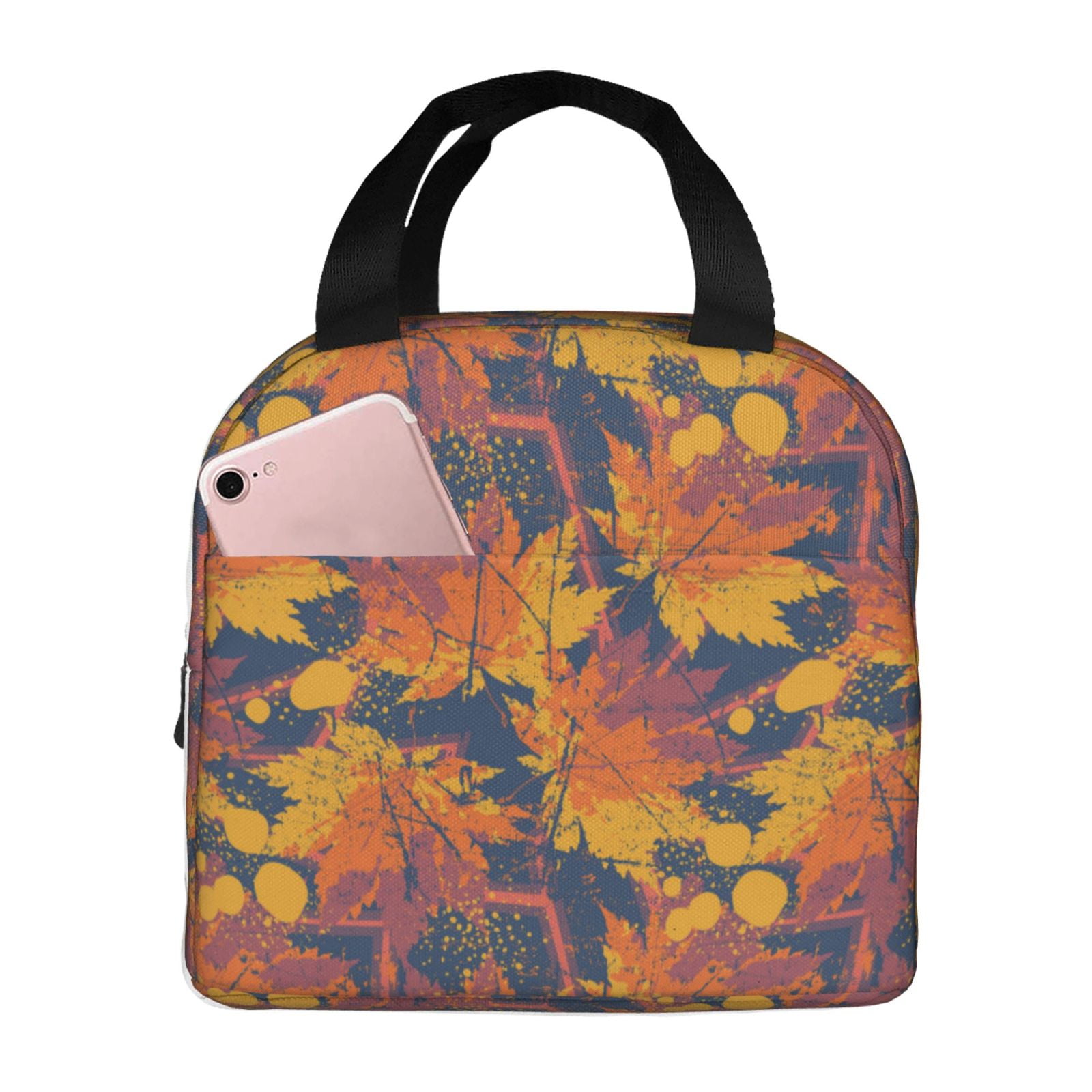 Salouo Vintage Abstract Maple Leaf Art for Unisex Lunch Bag Leakproof ...