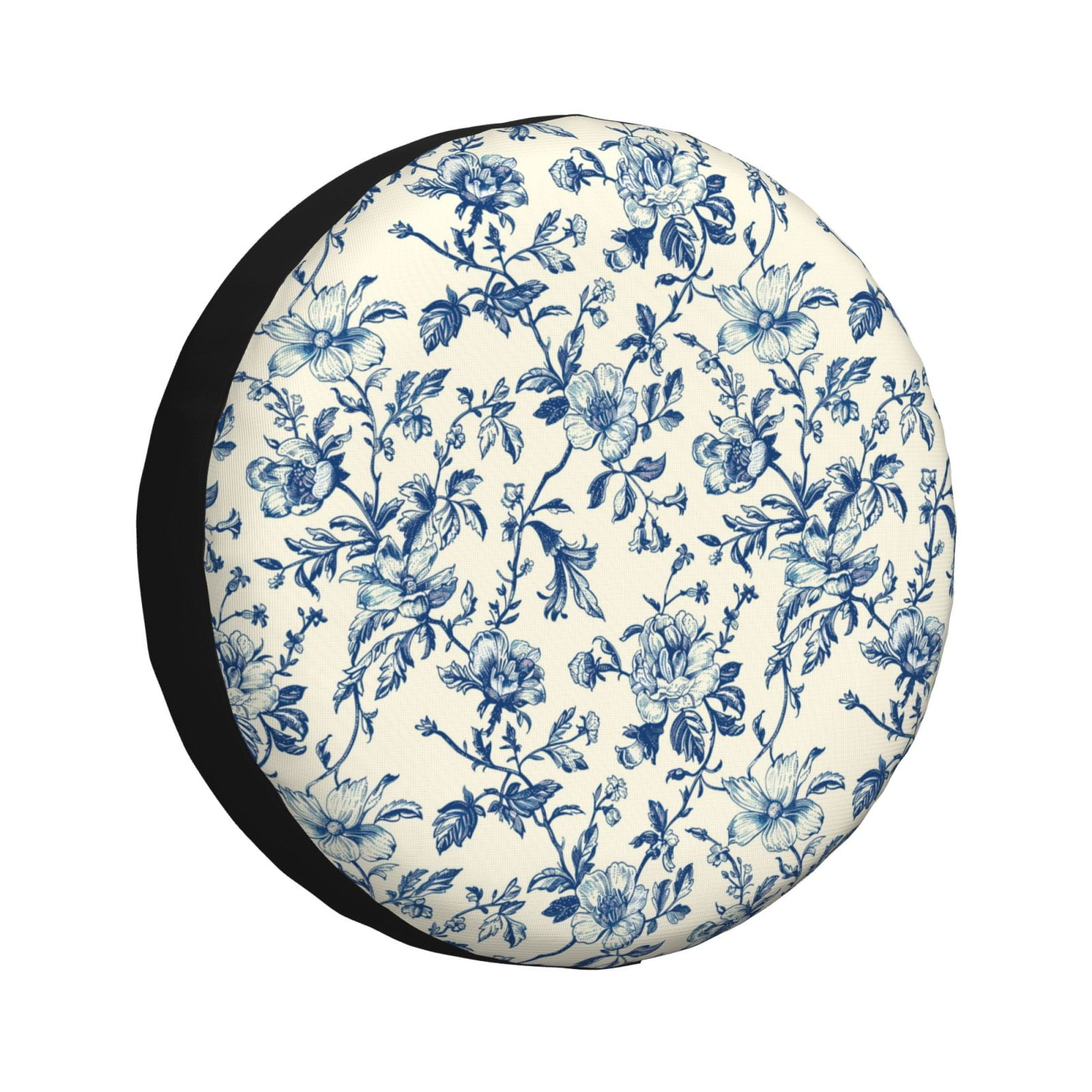 Salouo Vintage Blue Floral Print Spare Tire Cover 14-17 inch Spare Tire ...