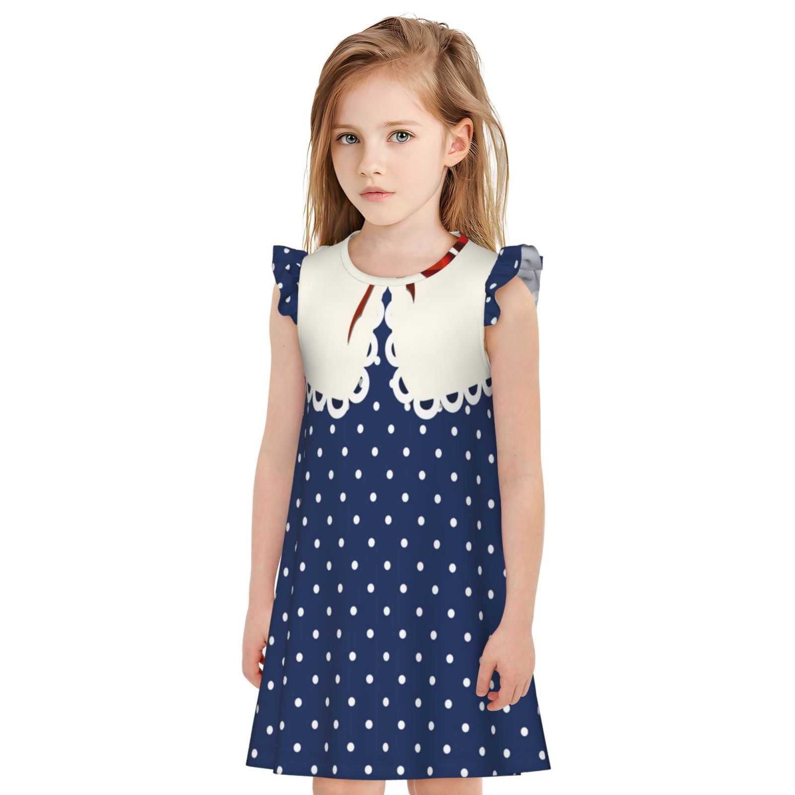 Salouo Vintage Blue Polka-dot Print Nightgowns for Girls,Cute kid’s ...