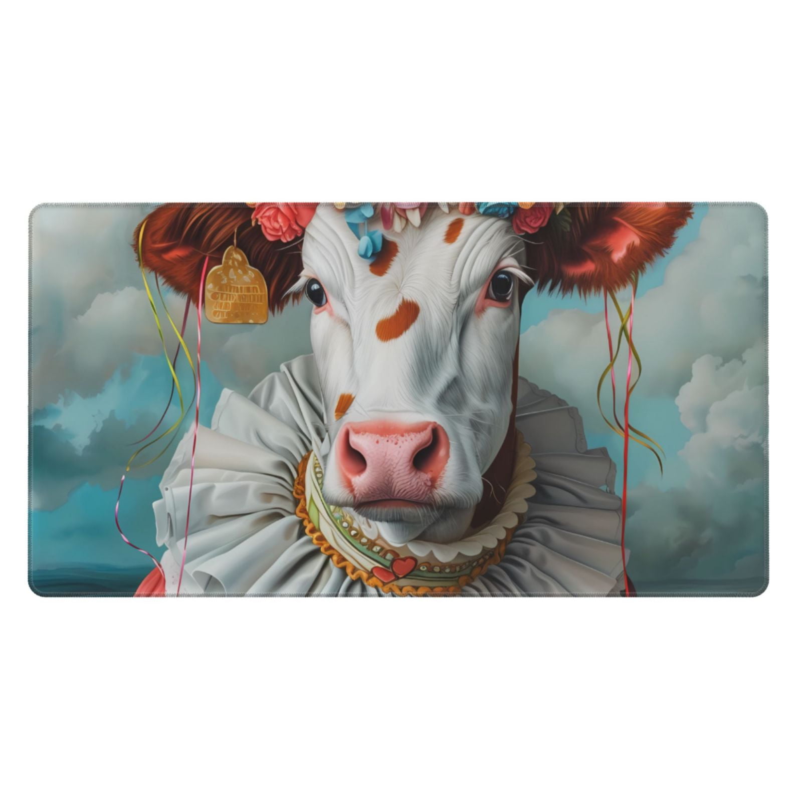 Salouo Vintage Colorful Floral Cow Print Large Mouse Pad,Extended Mat ...