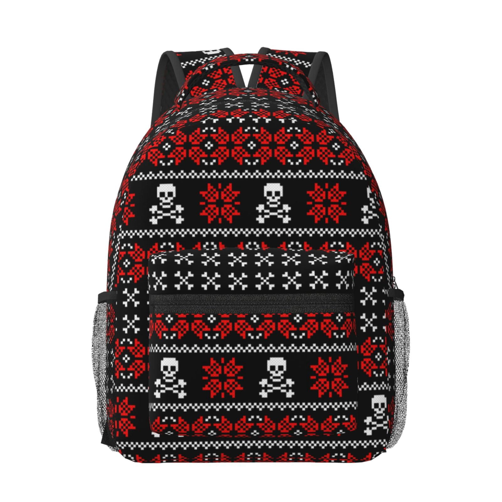 Salouo Vintage Maple Leaf with Skull Pattern Print Laptop Backpack 16.5 ...
