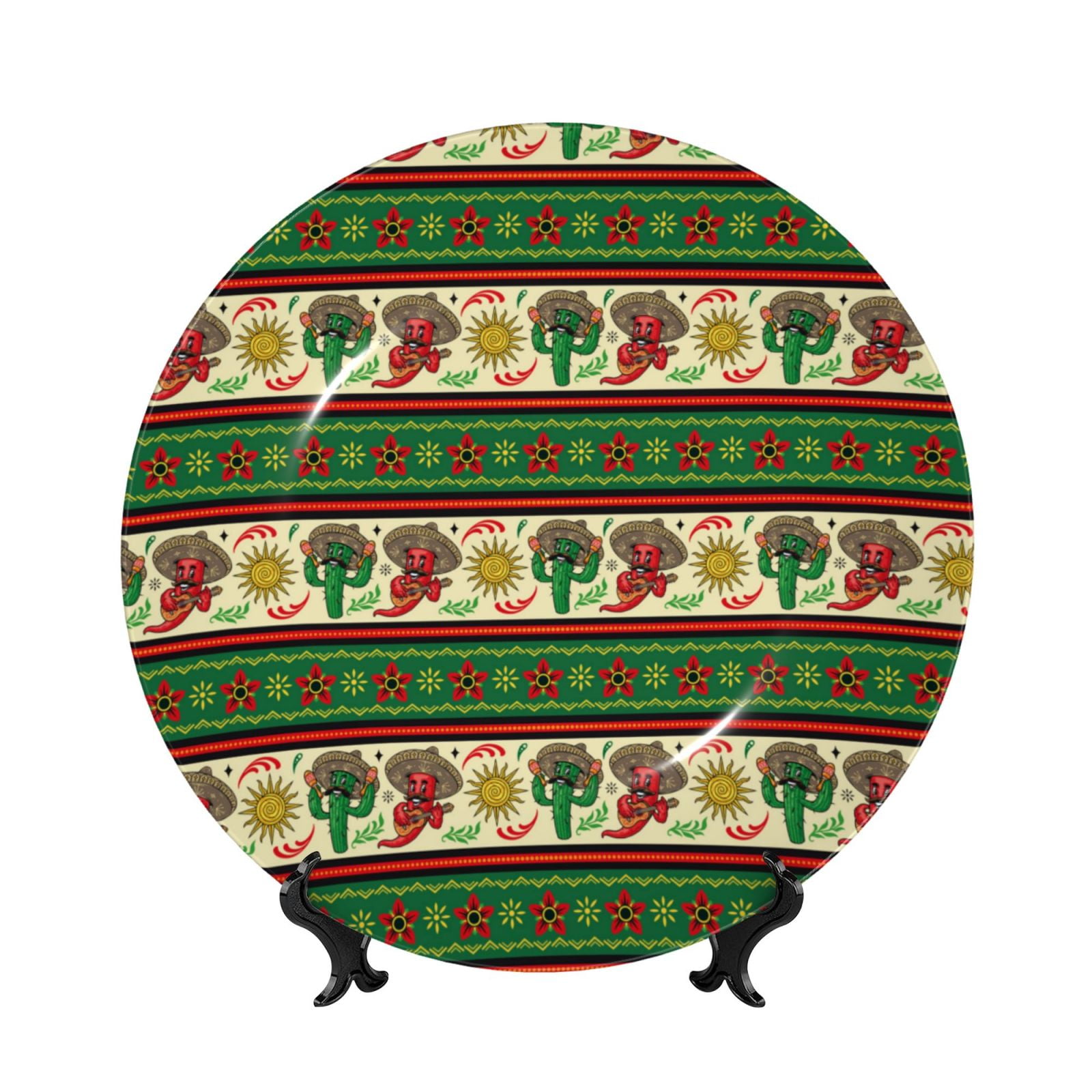 Salouo Vintage Mexican Pattern Bone China Decorative Plate,Holiday ...