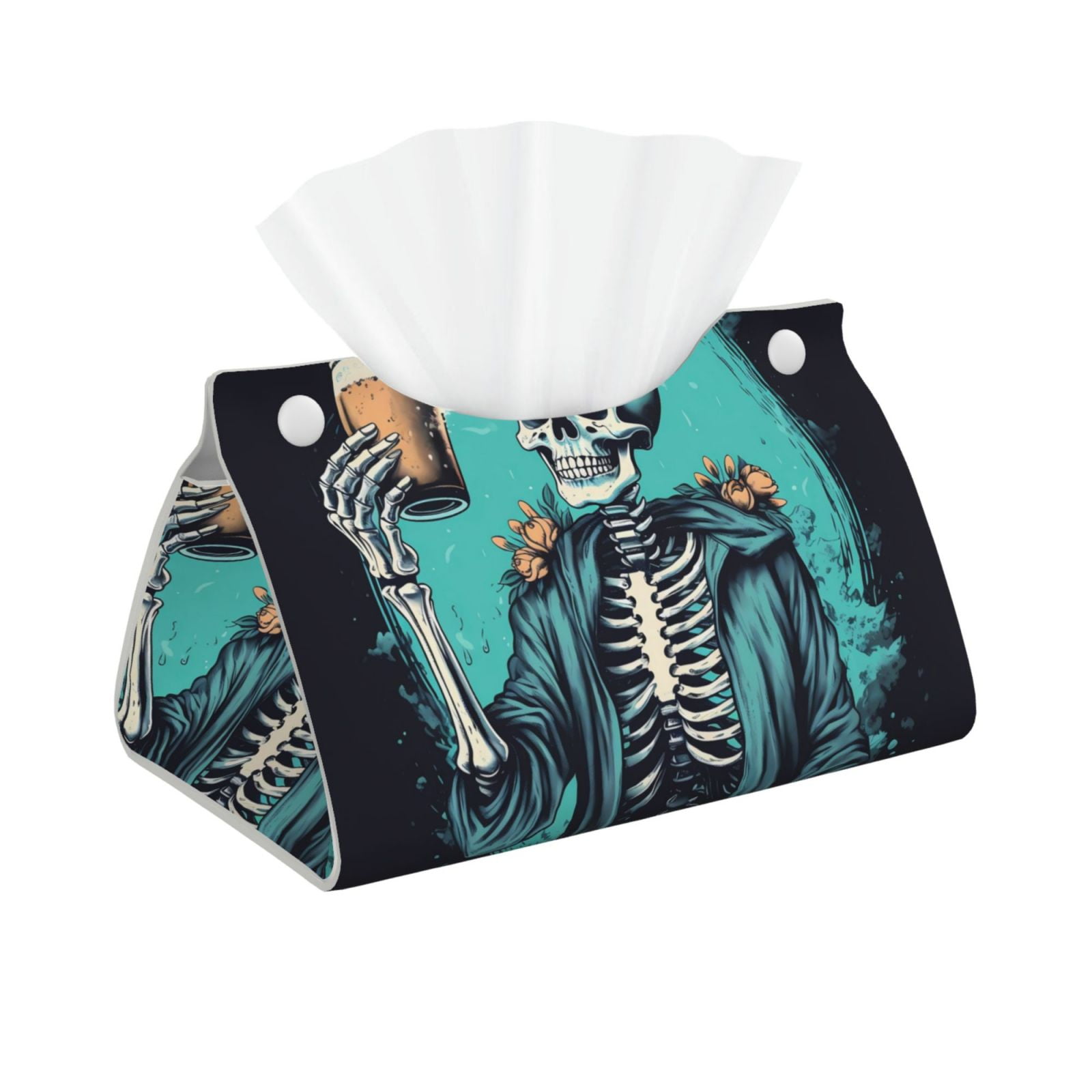 Salouo Vintage Skull Beer Pattern Long Tissue Box Cover Rectangular ...