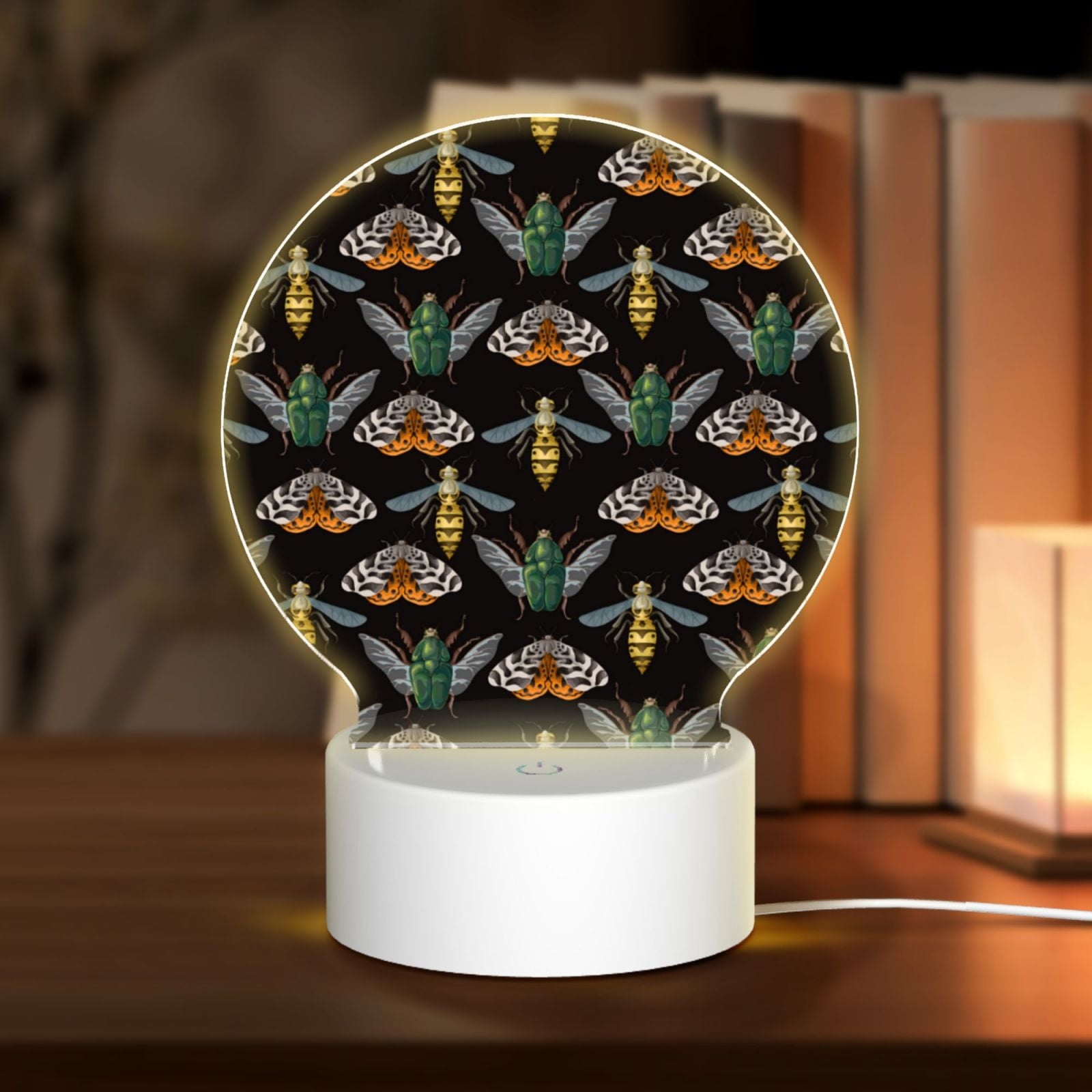 Salouo Wasp Cockchafer Butterfly for Round Acrylic Night Light ...