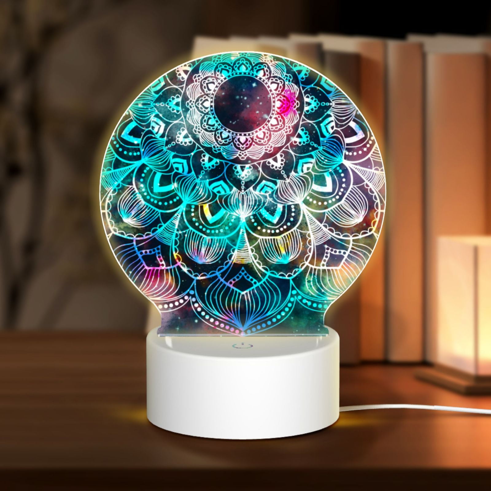 Salouo Watercolor Mandala for Round Acrylic Night Light - Acrylic ...
