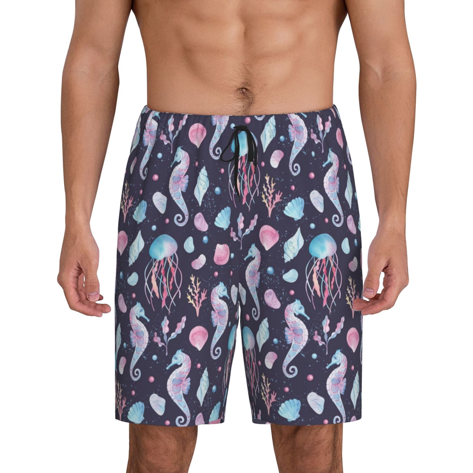 Salouo Watercolor Marine Animals Pattern Men's Sleep Pajama Shorts ...