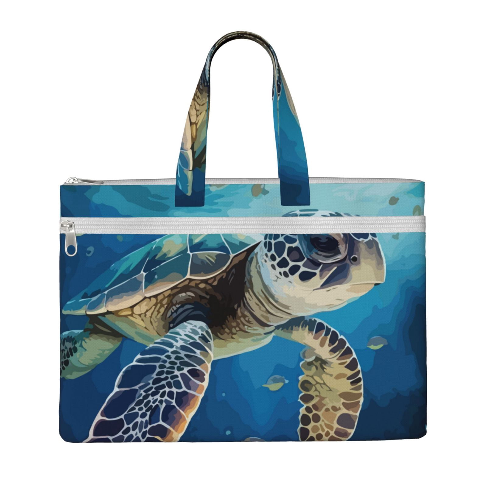 Salouo Watercolor Turtle for Canvas Tote File Bag, Tote Bag With Zipper ...